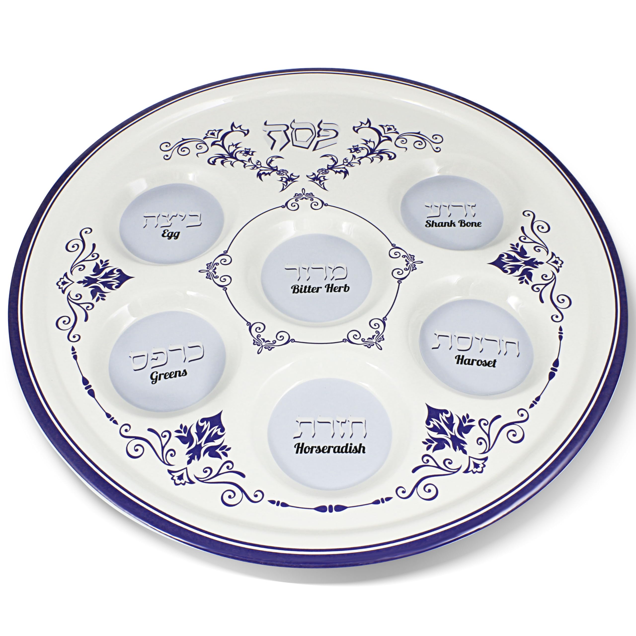 Snapklik.com : Elegant Ceramic Passover Seder Plate Floral Renaissance ...