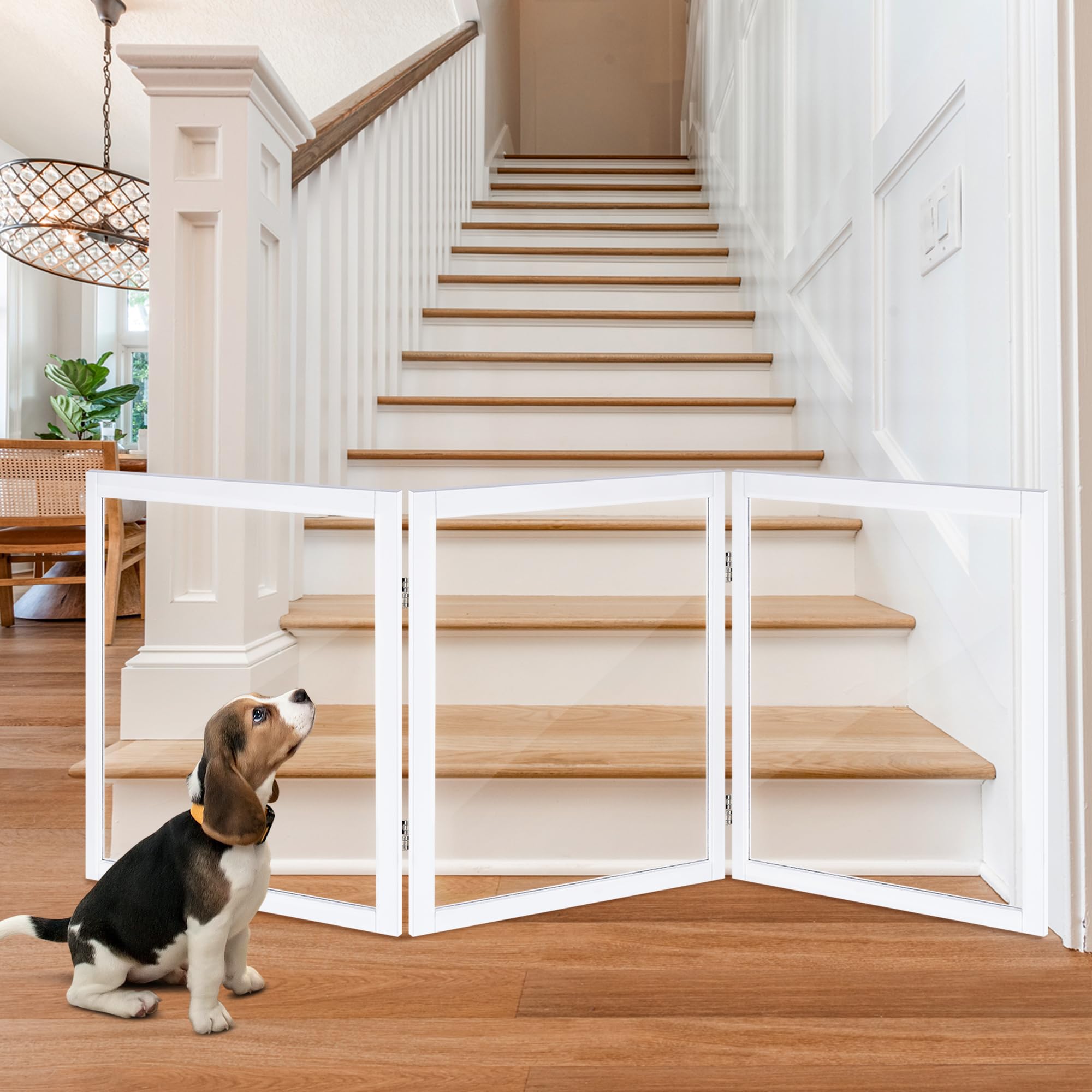 Snapklik.com : LZRS Clear Dog Gate For Indoor Use - Transparent Pet Fence