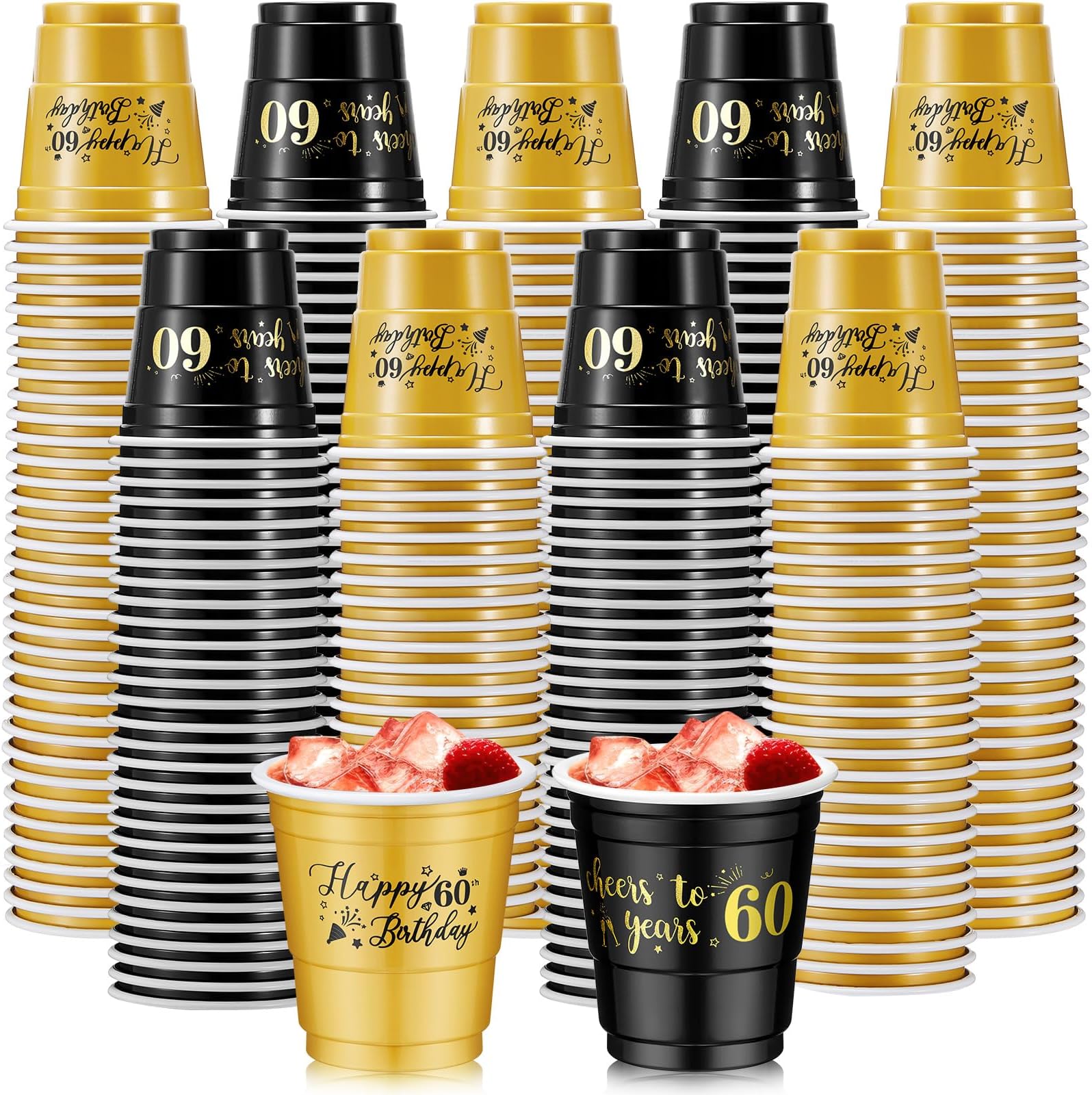Amazon.com | Cheers to 60 Years Shot Glasses – 100 PCS, 2oz Disposable ...