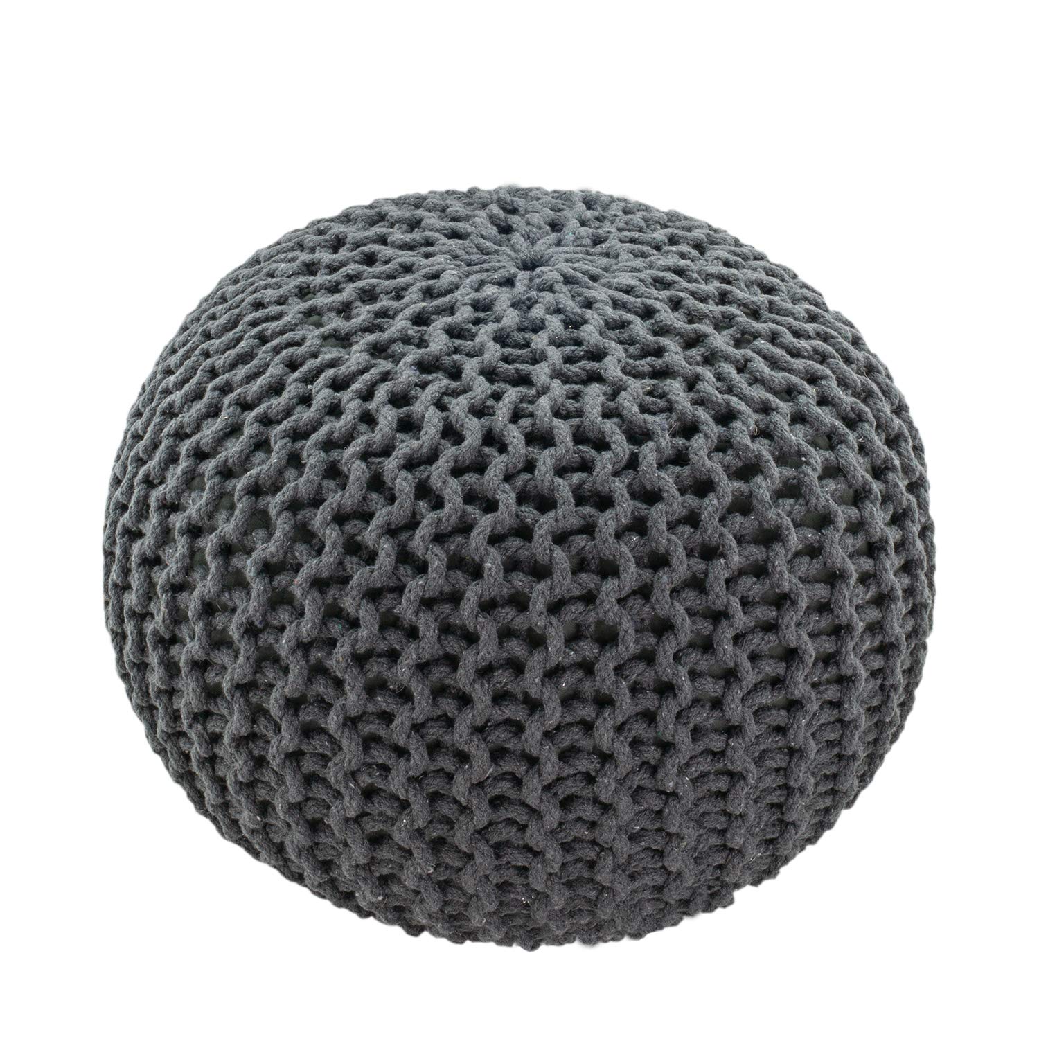 Runder Strick Pouf Puff ø 66cm Rund extra Hoch mit Füllung | Sitzkissen ...