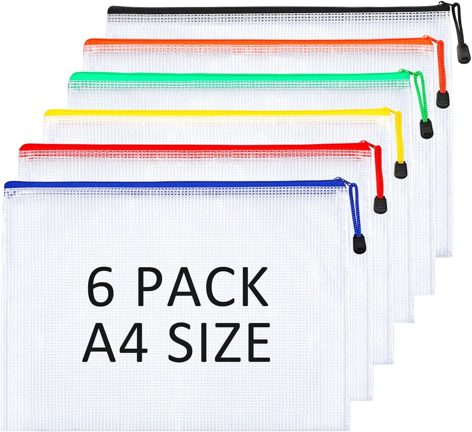 Amazon.com: AAA 6pcs A4 Mesh Zipper Pouches | Clear Plastic Pouches ...