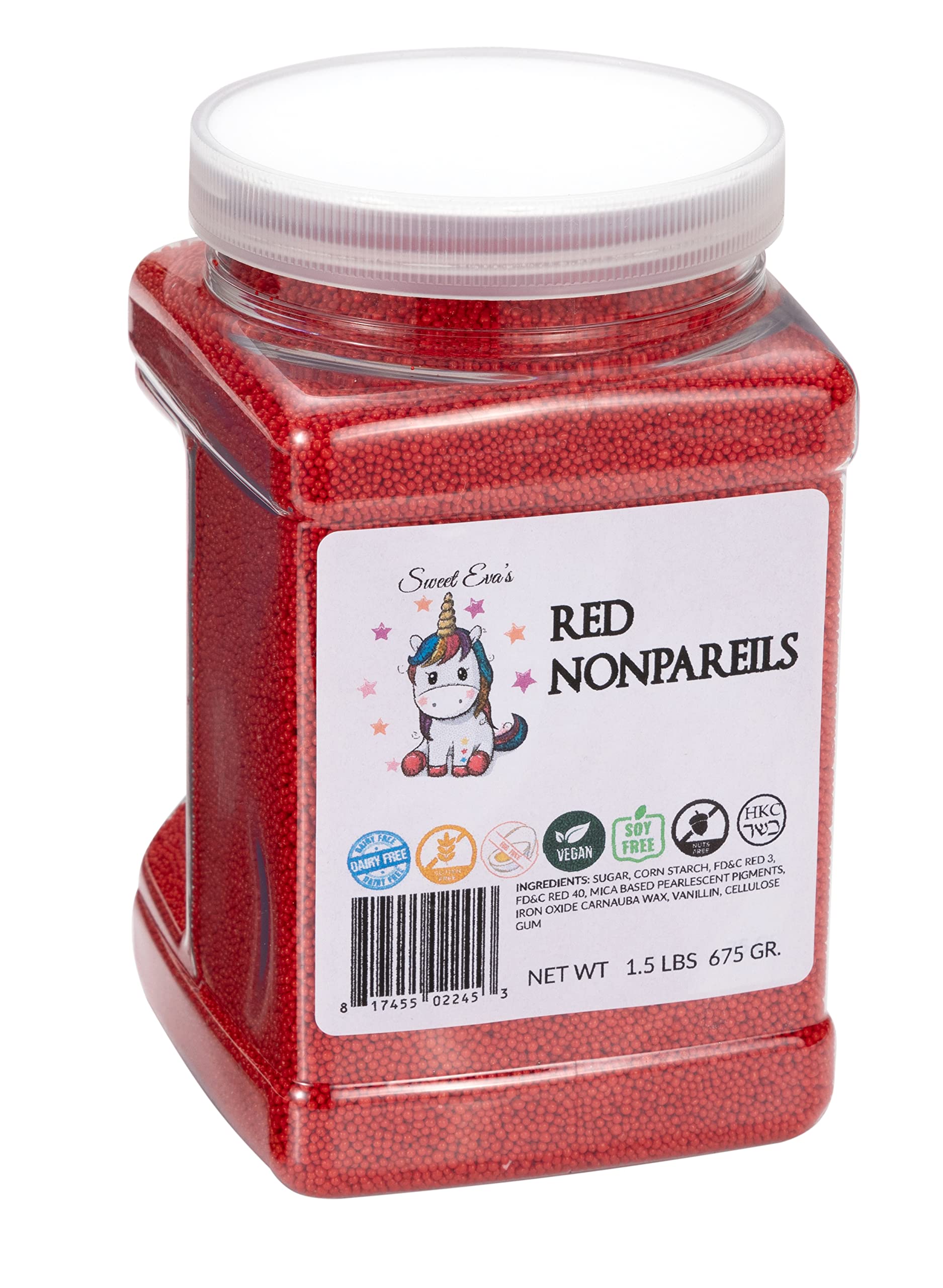 Amazon.com: RED NONPAREILS-Dairy Free,Gluten Free,Egg Free,Vegan,Soy ...