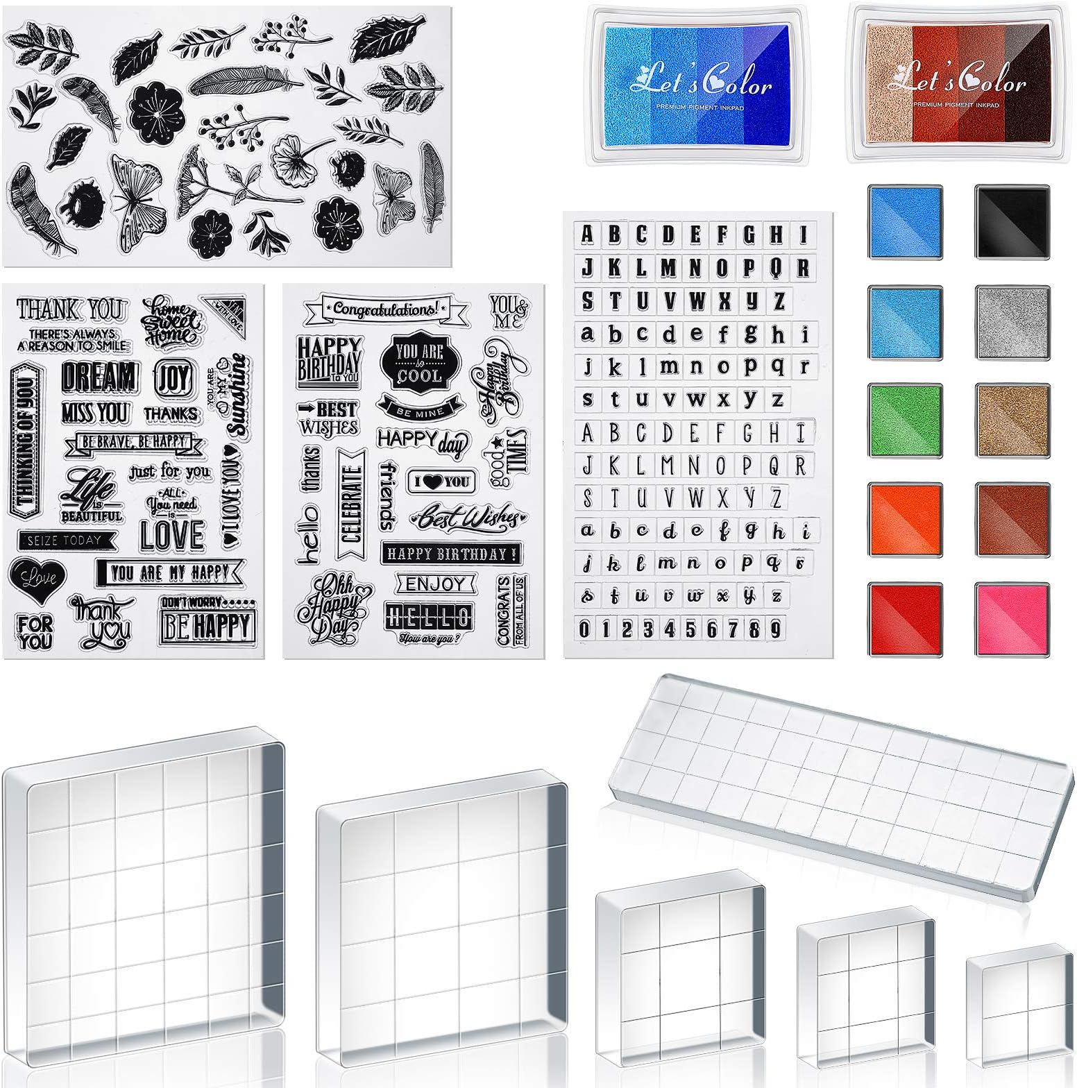 Amazon.com: Acrylic Stamping Blocks Tools Set, BENBO 5 Pieces Assorted ...