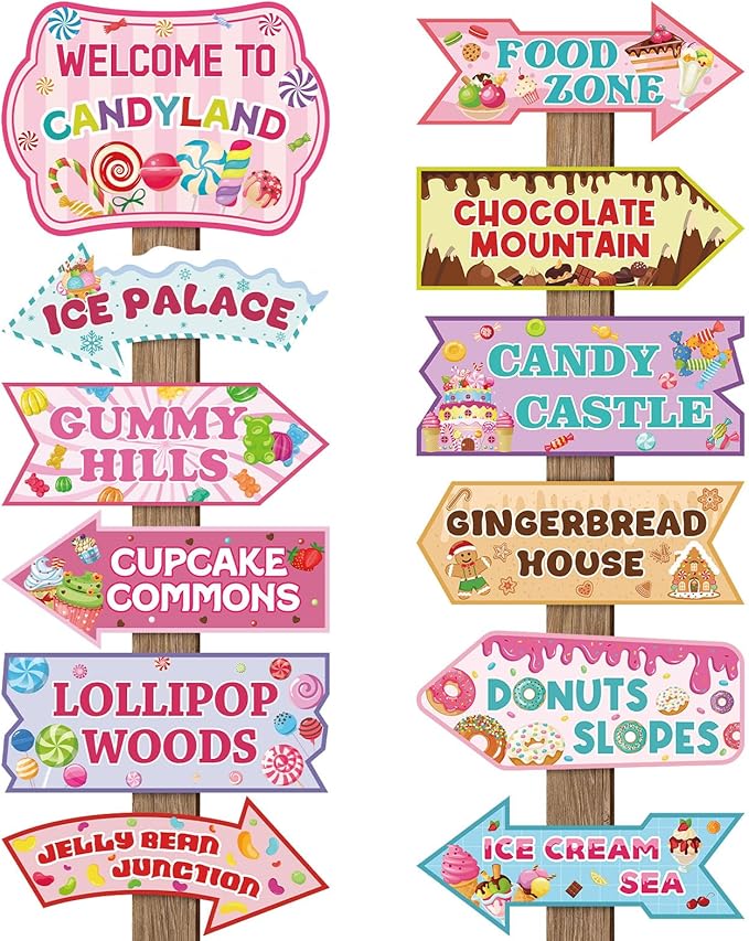 Amazon.com: 24 Pieces Candyland Decorations Welcome to Candyland Signs ...