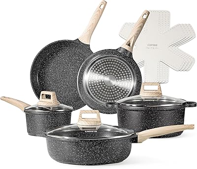 Amazon.com: CAROTE 12 Pcs Pots and Pans Set, Nonstick Ceramic Cookware Sets, Health Non Stick ...