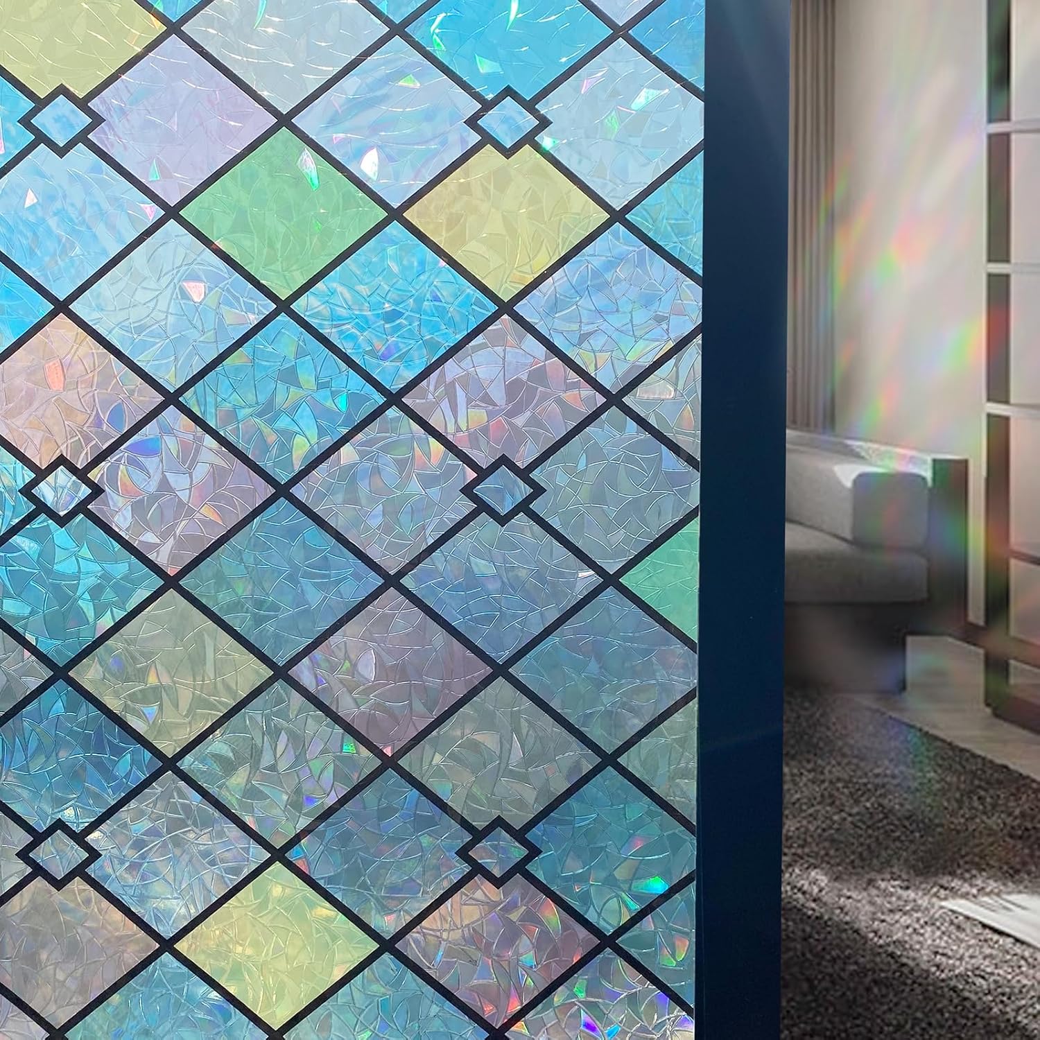 Jahoot Stained Glass Window Film, Window Cling Privacy Film, Colorful ...