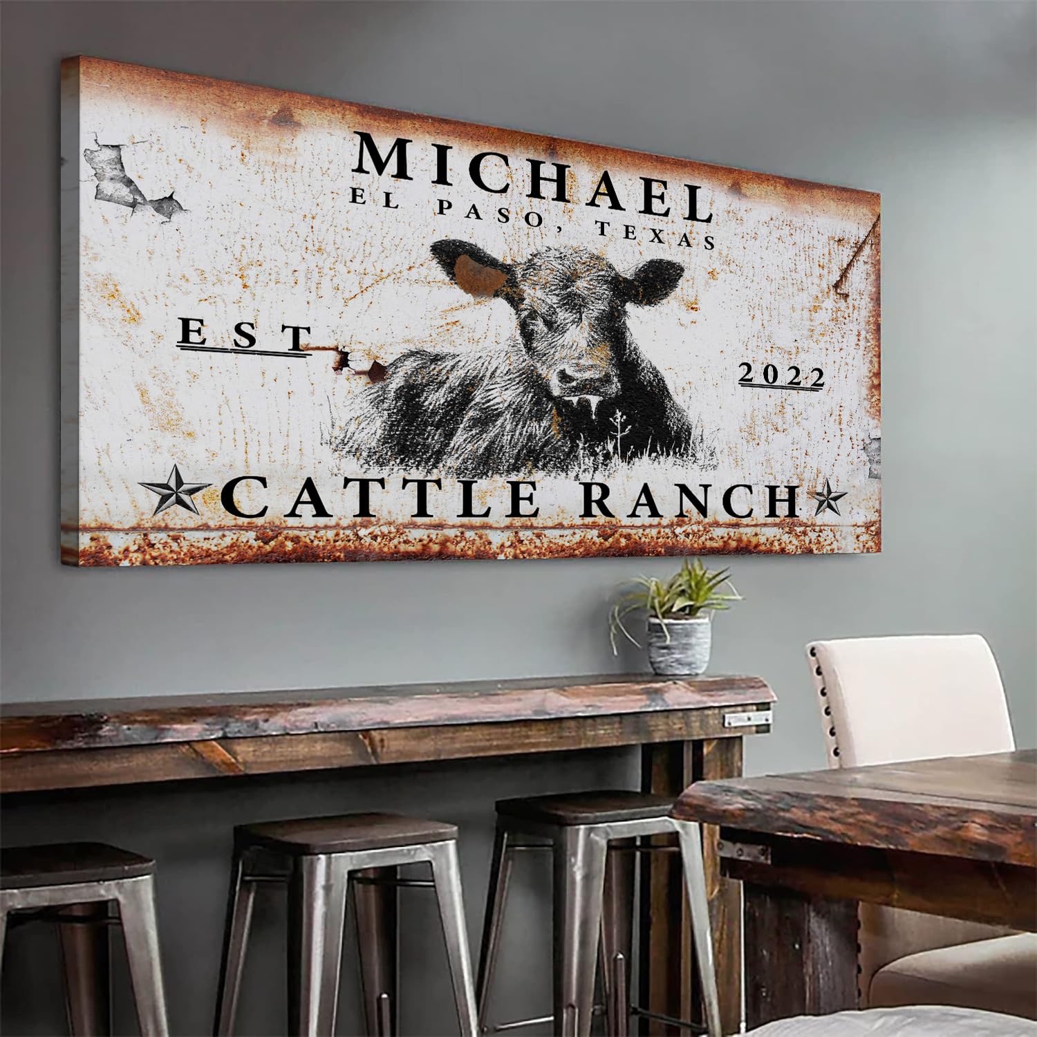 Amazon.com: Tailored Canvases Personalized Cattle Ranch Sign Wall Art ...