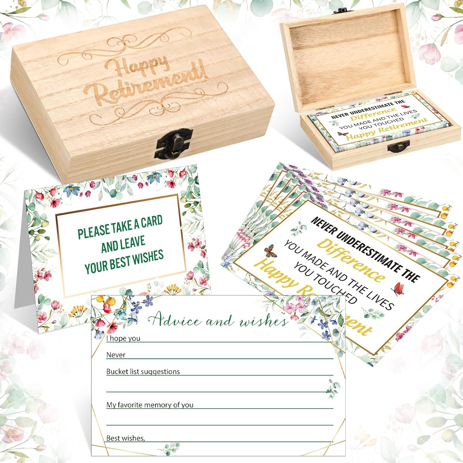 Amazon.com: Novabright 62 Pcs Happy Retirement Box Cards Gifts Greenery ...