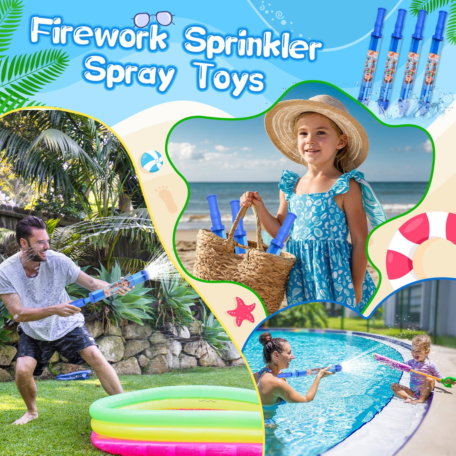 Beach Pool Toys 2025 Fireworks Water Gun For Kids - Pump Action Spray ...