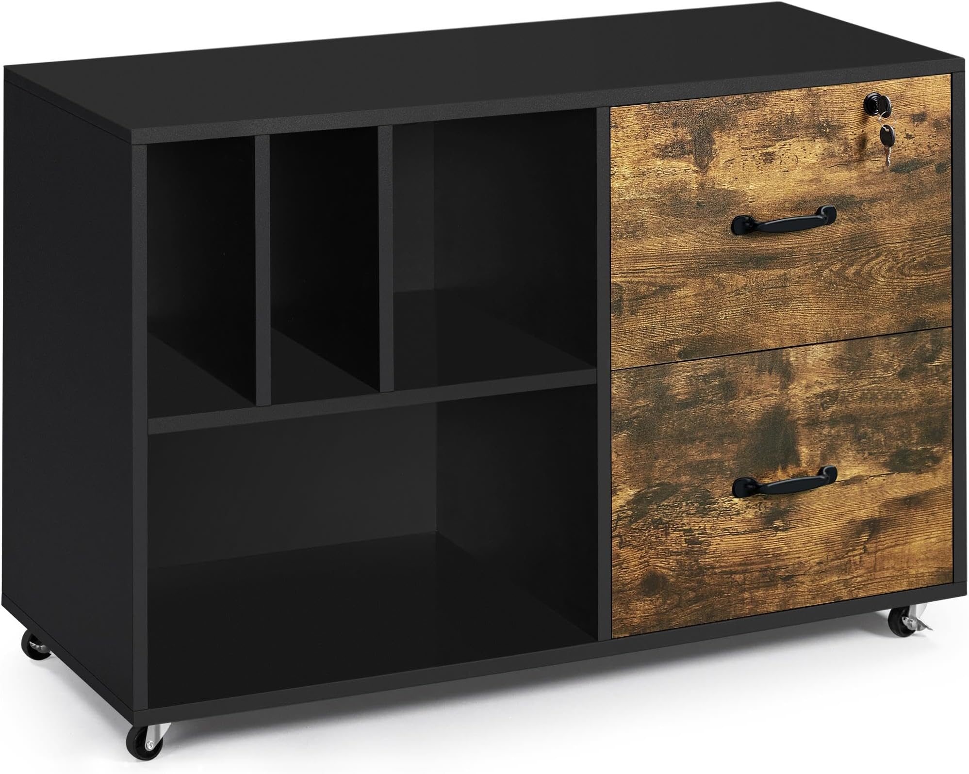 Amazon.com: YITAHOME Rolling Filing Cabinet 2 Drawer, File Cabinet on ...