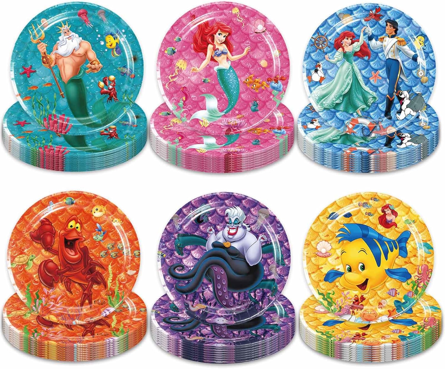 Amazon.com: XFYCUTE 60 Pcs Mermaid Party Supplies 7 Inch 6 styles ...