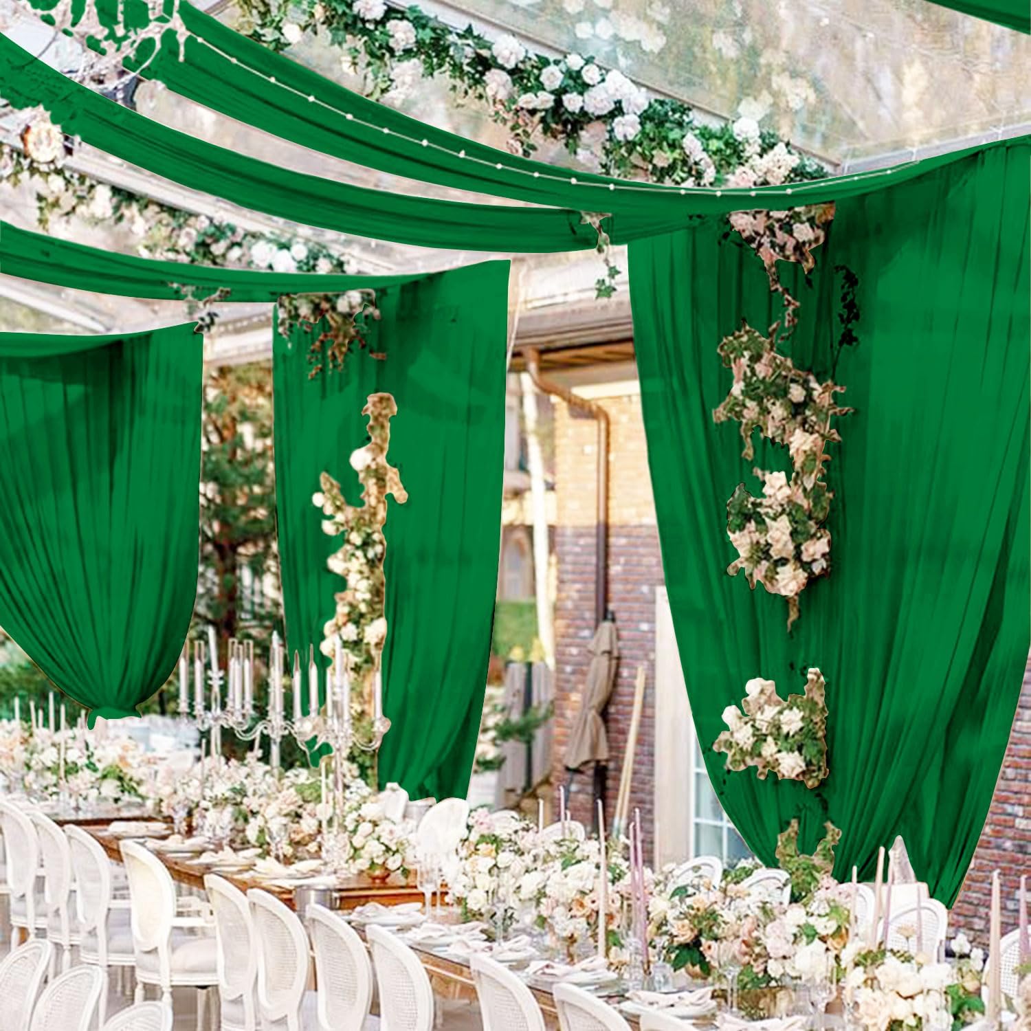 Amazon.com: FUHSY Emerald Green Ceiling Drapes Wedding Arch Drapes ...