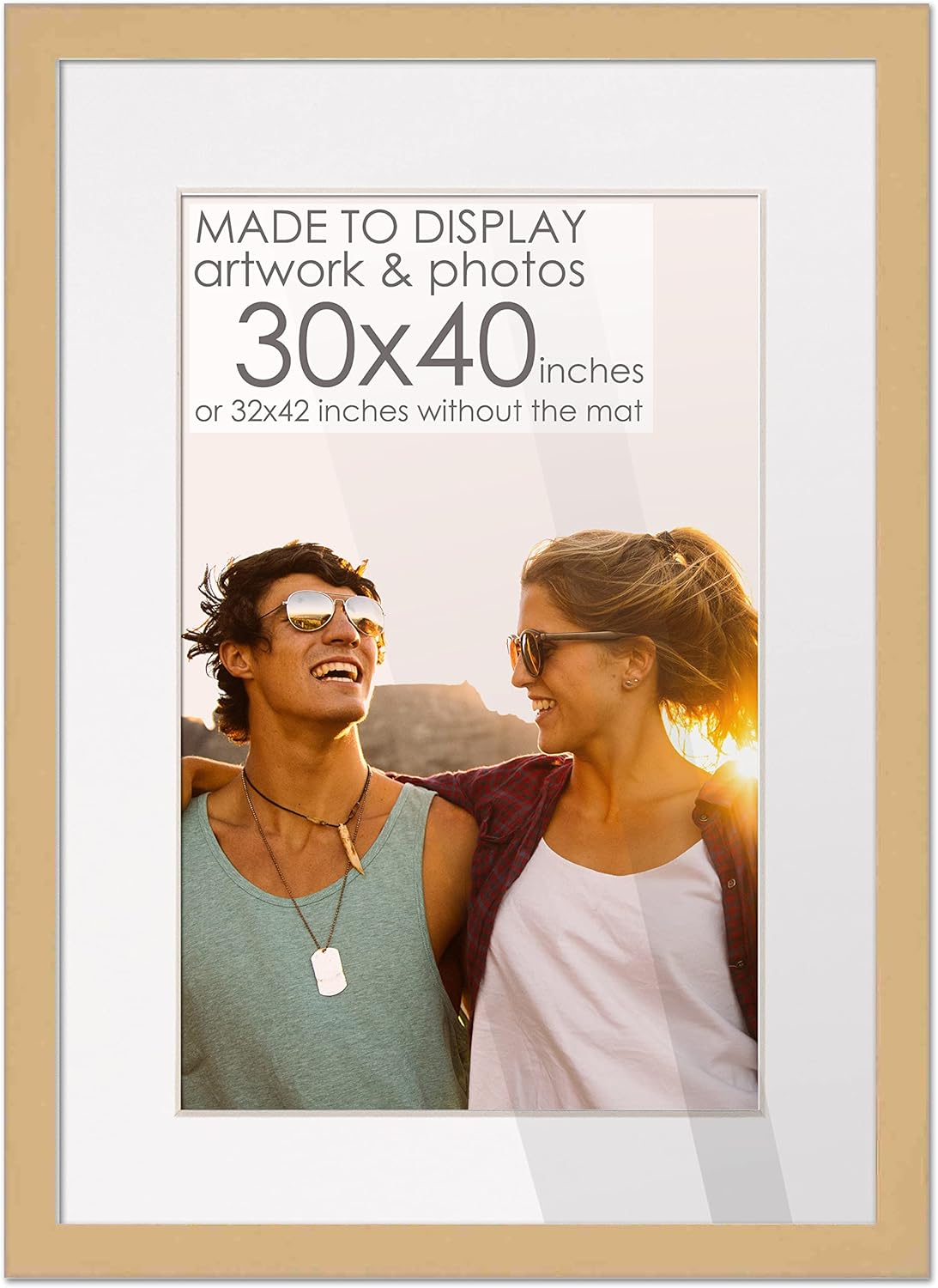 Amazon.com - 30x40 Frame Natural Wood with White Mat | 32x42 Frame ...