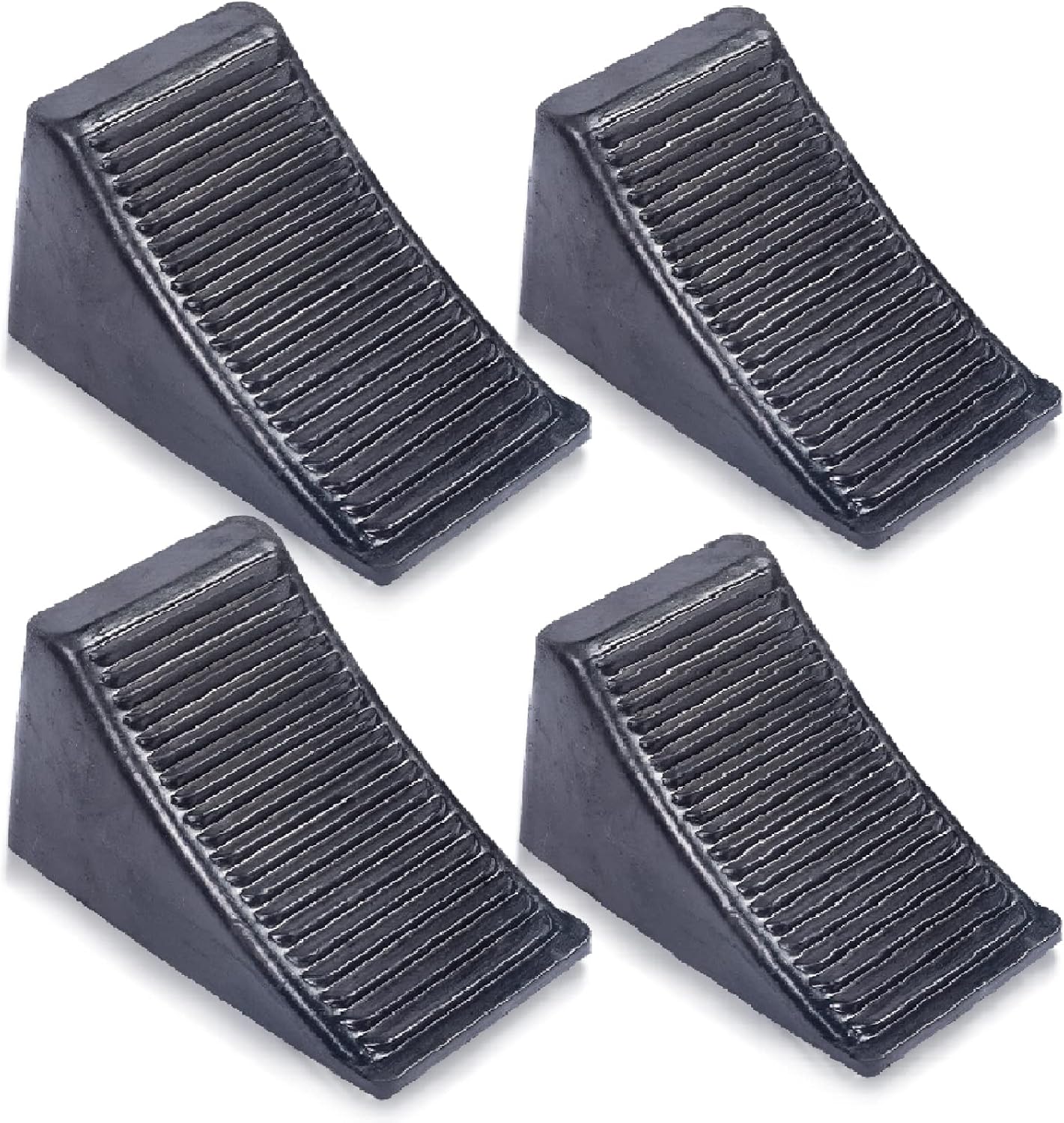 Fasmov 4 Pack Solid Rubber Heavy Duty Wheel Chock, Premium Chock for ...