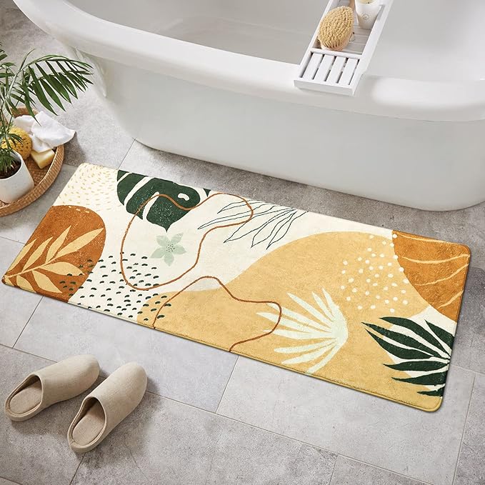 Amazon.com: Uphome Bathroom Runner Rug Modern Abstract Long Bath Mat ...