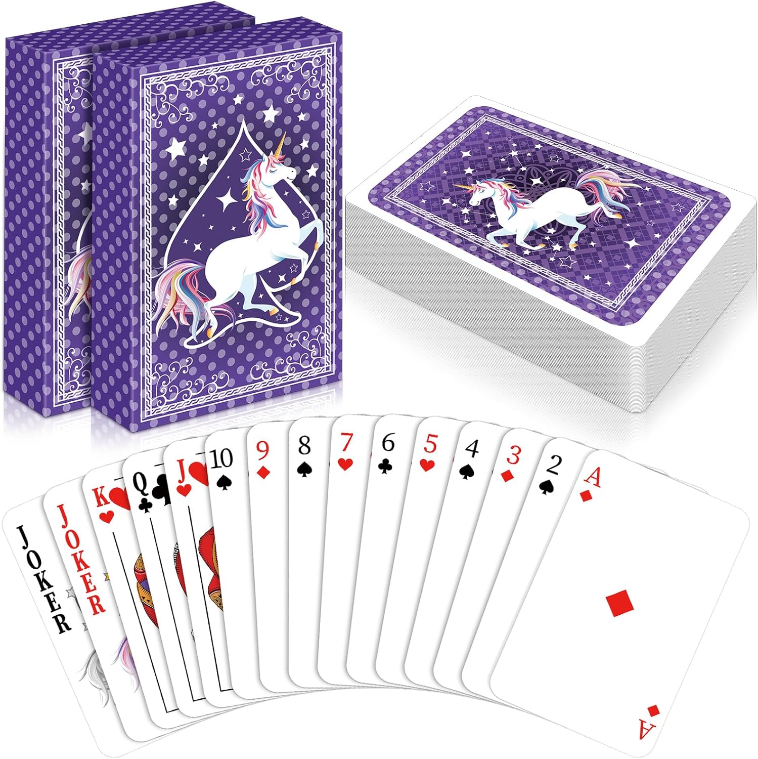 Amazon.com: Motionchic 2 Decks of Unicorn Playing Cards Unicorn Poker ...