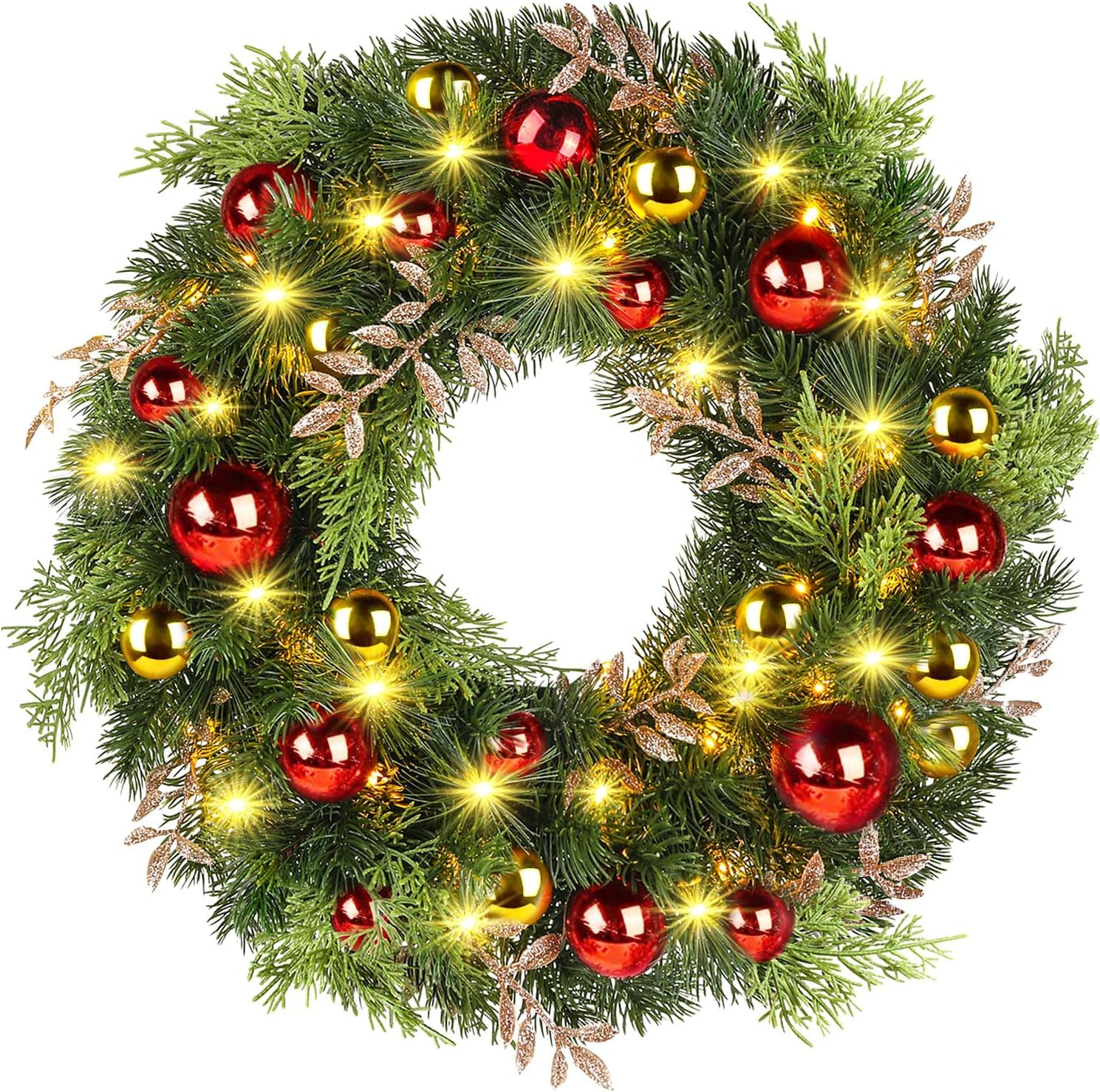Quntis Coronas Navideña con 40 Luces LED para Decoración de Puertas ...