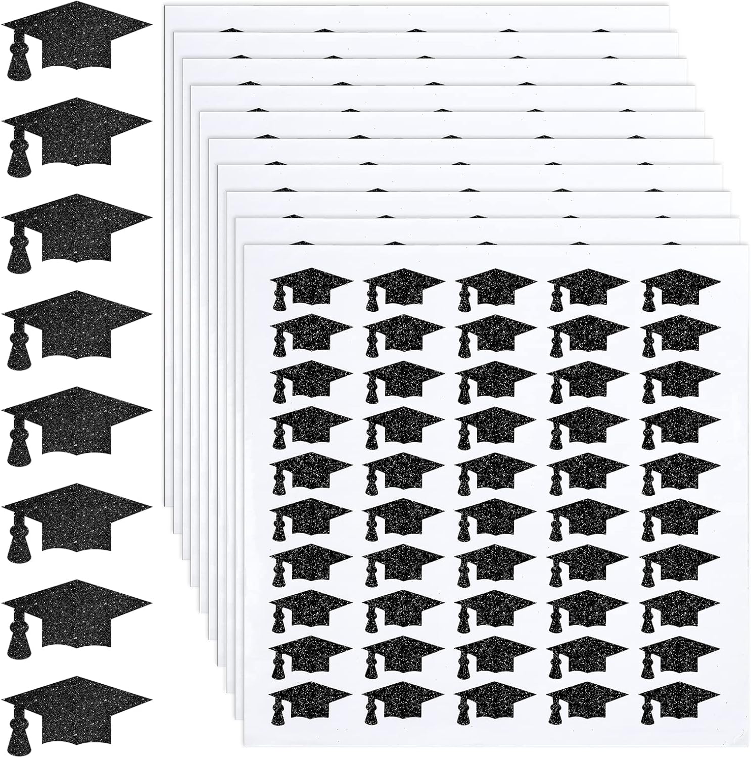Amazon.com : AnyDesign Glitter Graduation Cap Stickers 500Pcs ...