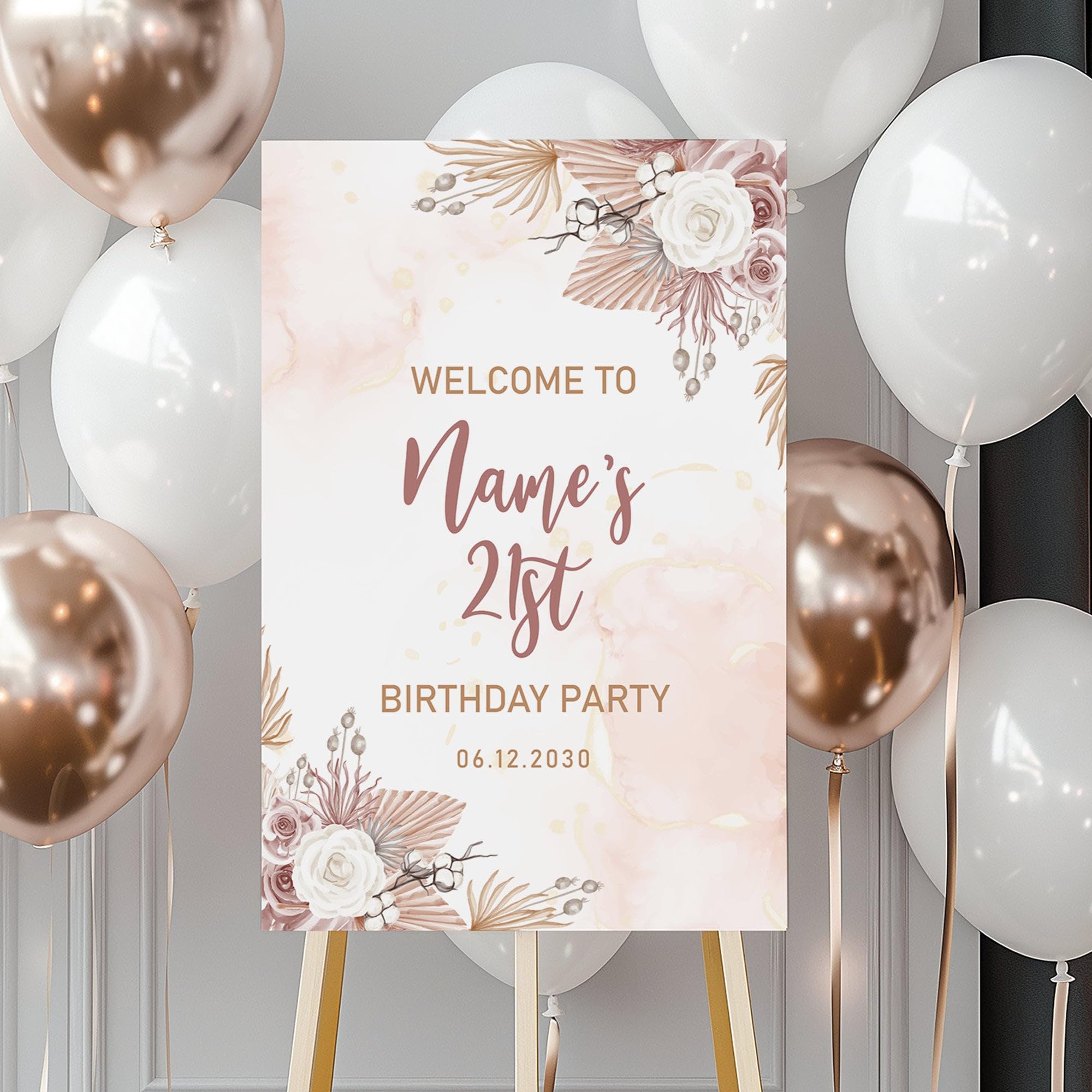 PAMPAS Birthday Party Welcome Sign, A1, A2, A3 or A4, 16th 18th 21th ...