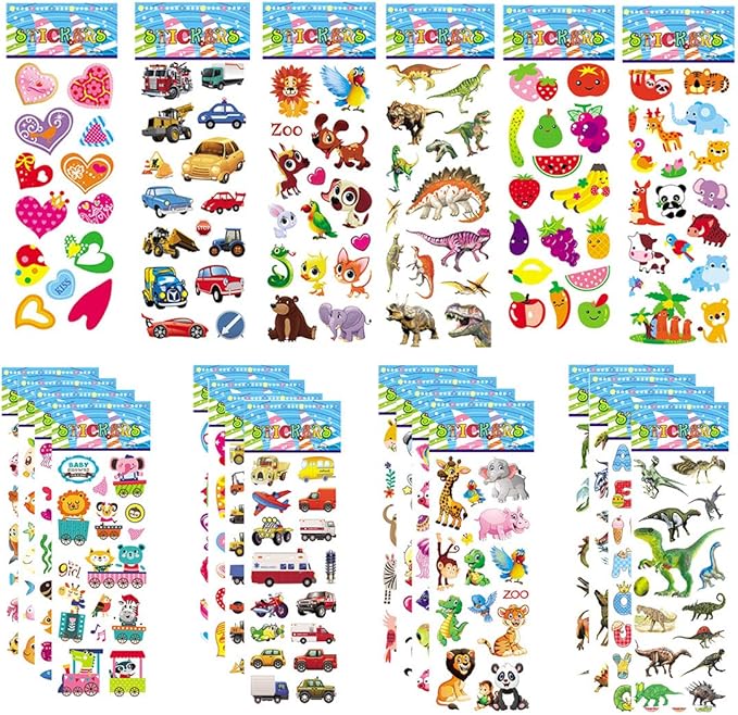 30 Sheets Puffy Stickers for Kids Children 3D Stickers for Party Bag ...