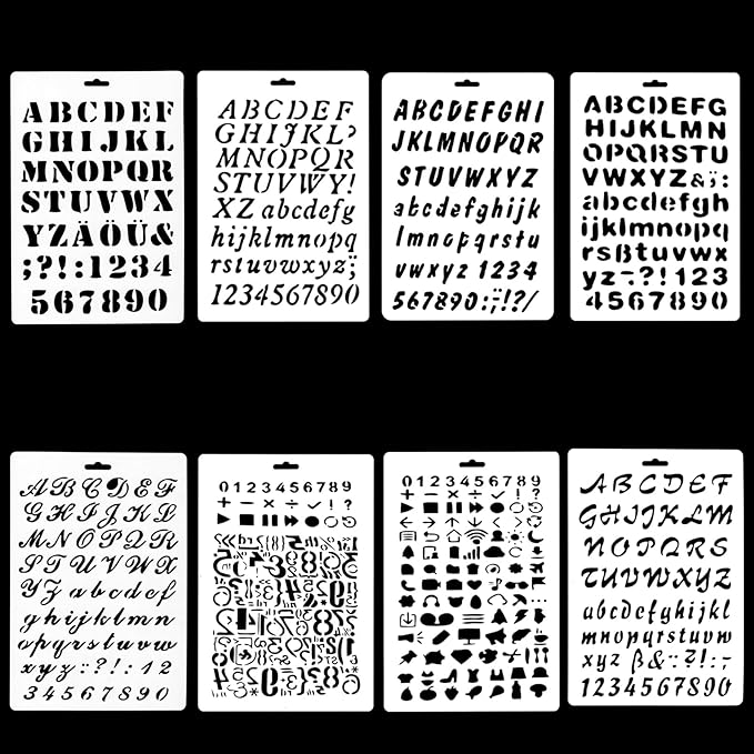 8 PCS Letter Stencils, Stencil Set Alphabet Letter, Reusable Stencils ...