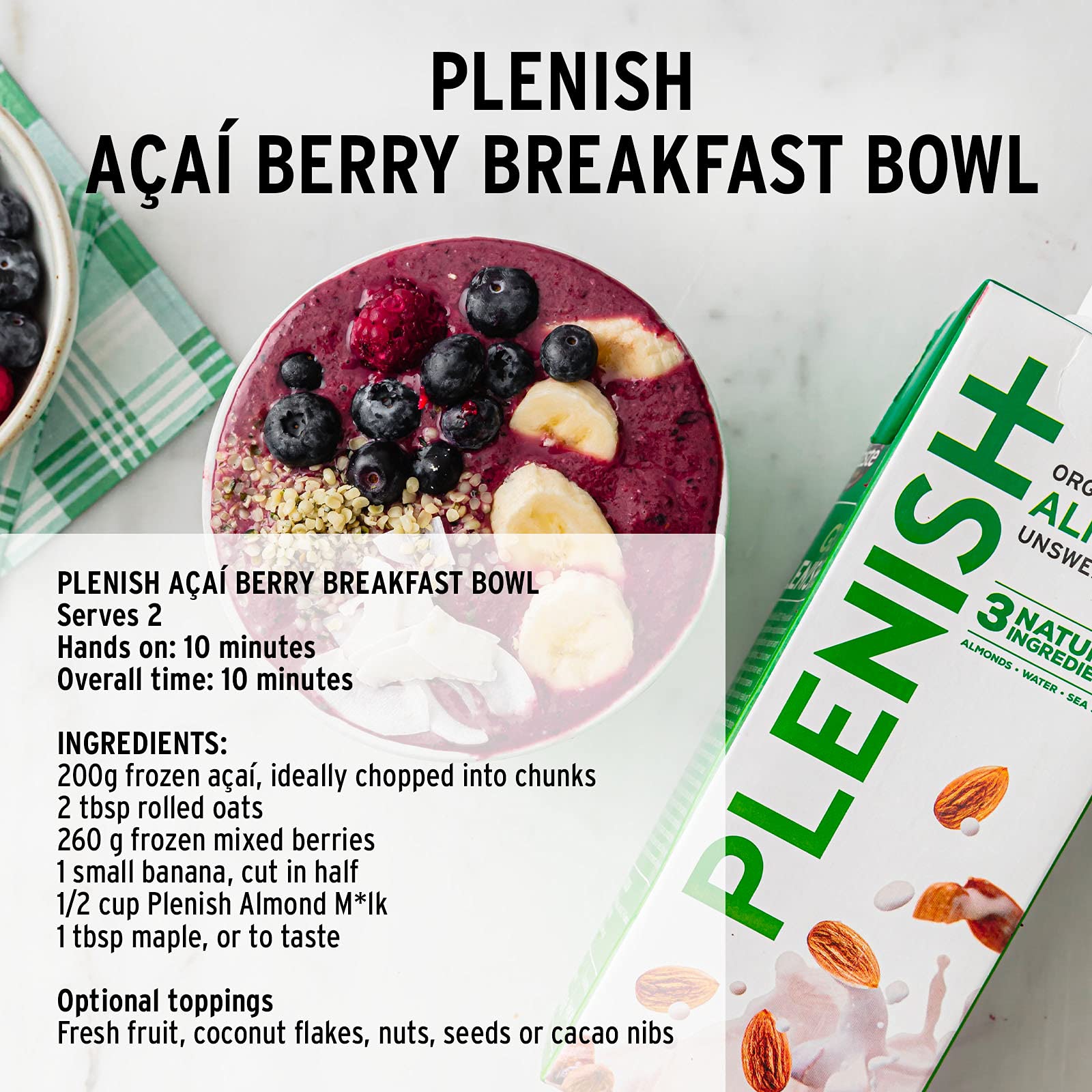 Buy Plenish Almond Milk Drink| 8 x 1 Litre | Vegan, Organic and ...