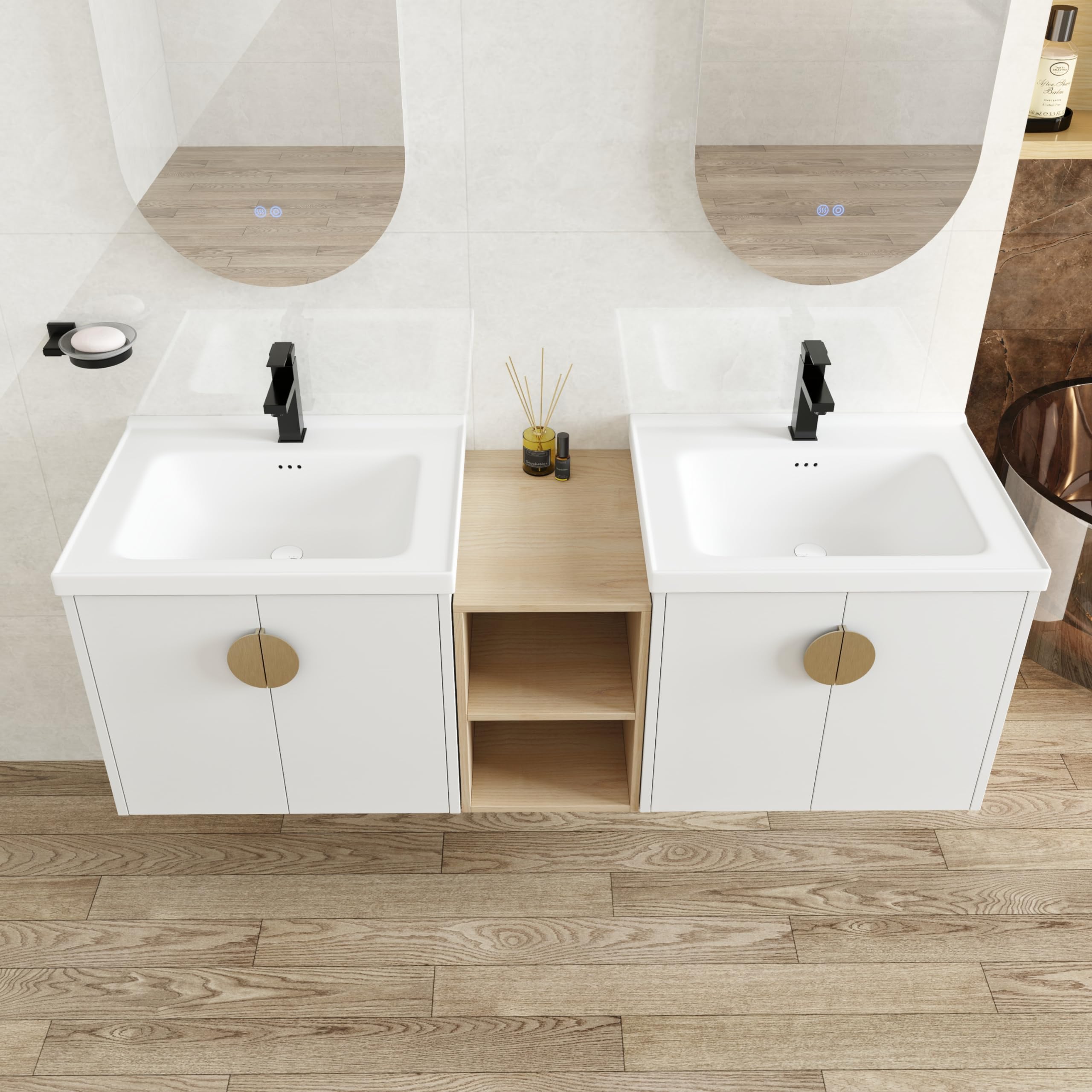 One Sink Vanity Plan View Cayden 48'' Single Bathroom Vanity With Top