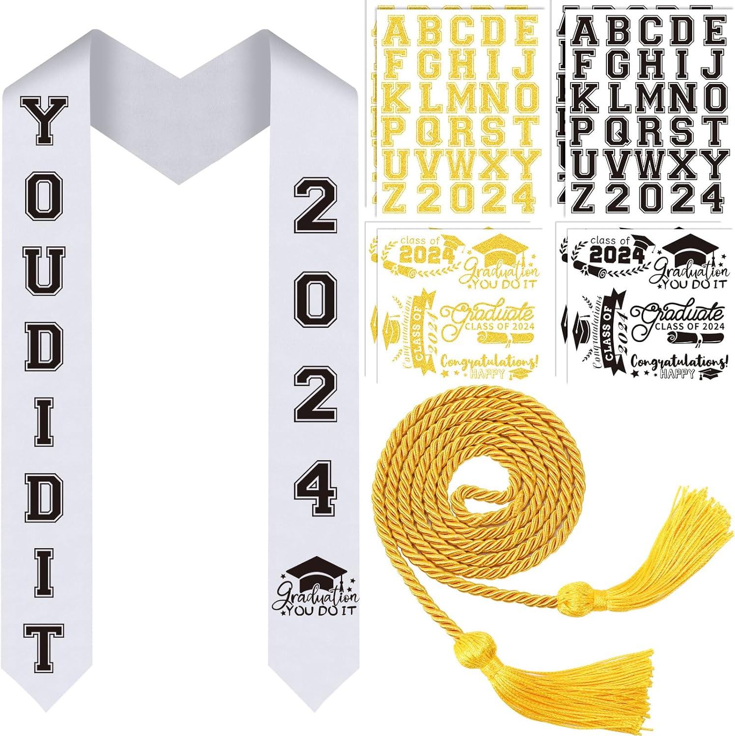Amazon.com: JULBEAR Graduation Stole Class of 2024, Graduation Cord DIY ...