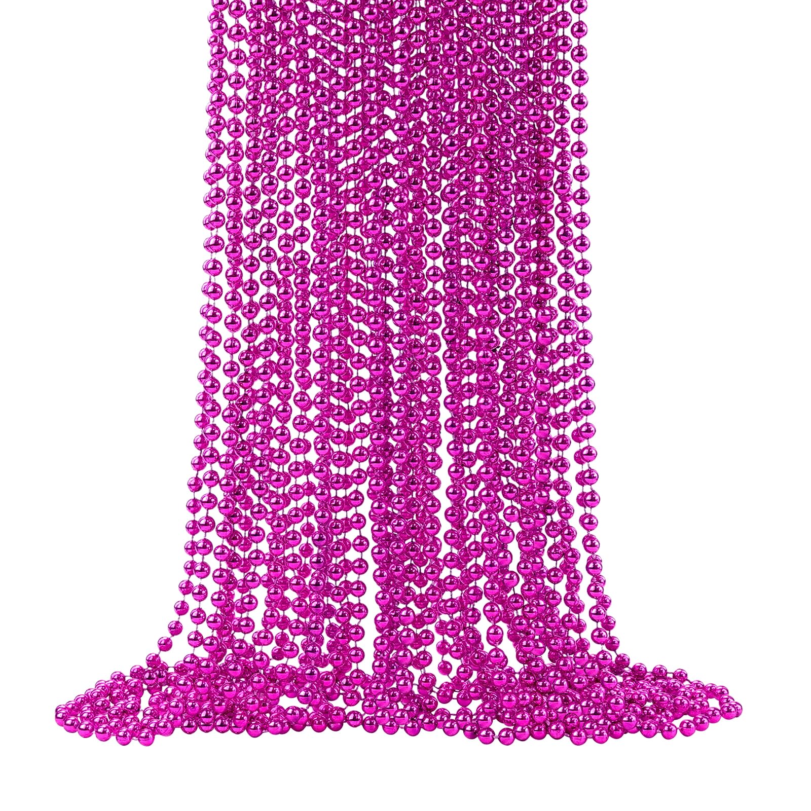 Amazon.com: 24 PCS 33 Inch 7 mm Metallic Hot Pink Bead Necklaces, Pink ...