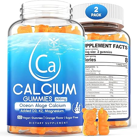 Amazon.com: envycure Sugar Free Calcium Gummies 600mg, Ocean Algae ...
