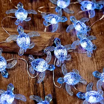 Amazon.com: JASHIKA Nautical Decor Cute Blue Sea Turtle String Lights ...