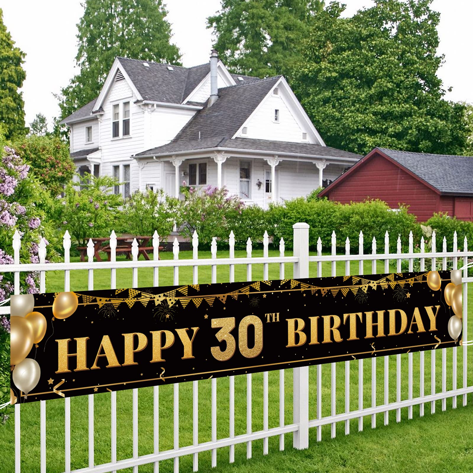 Snapklik.com : Large Happy 30th Birthday Decoration Banner, Black And ...