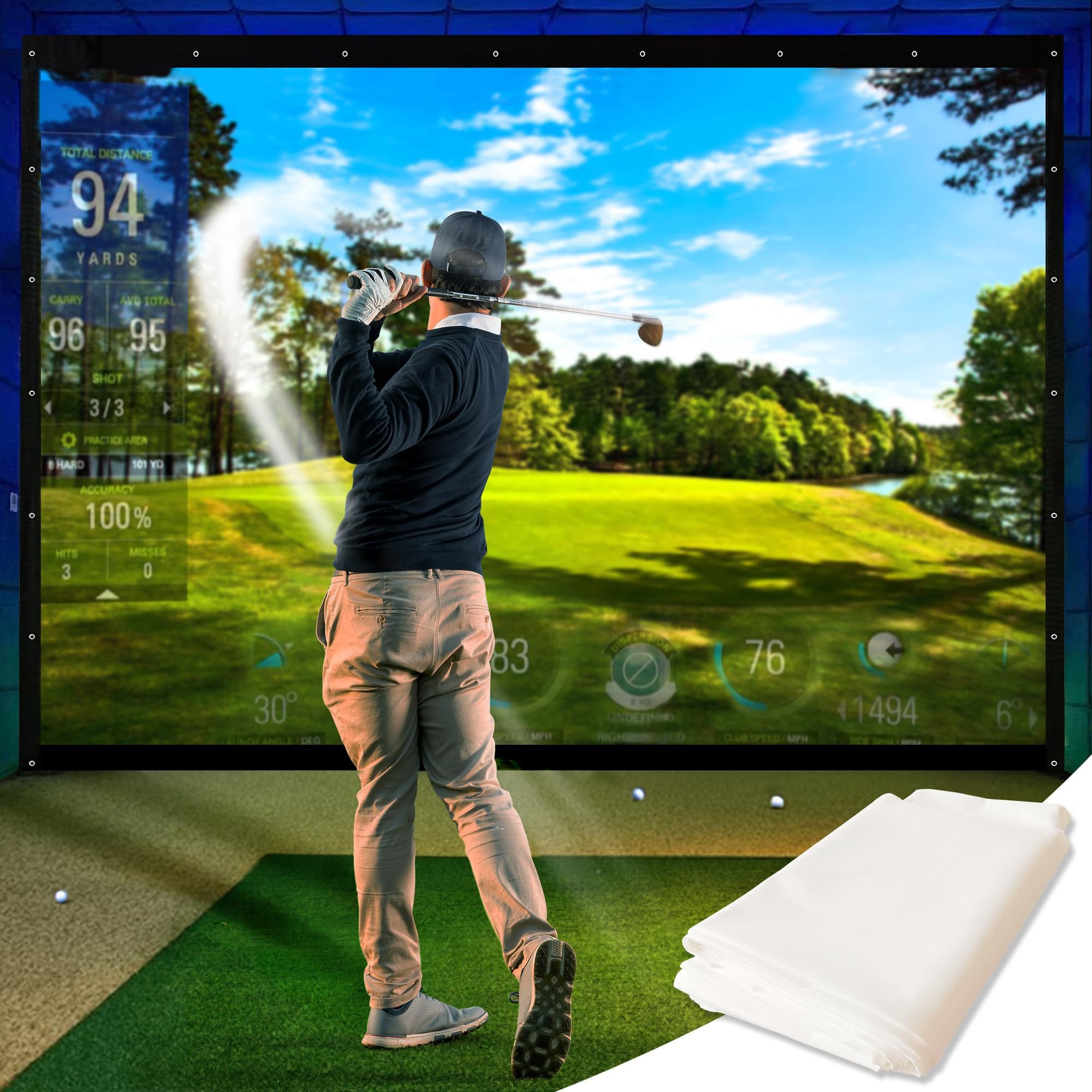 Amazon.com: aikeec Golf Simulator Impact Screen Display Projector ...