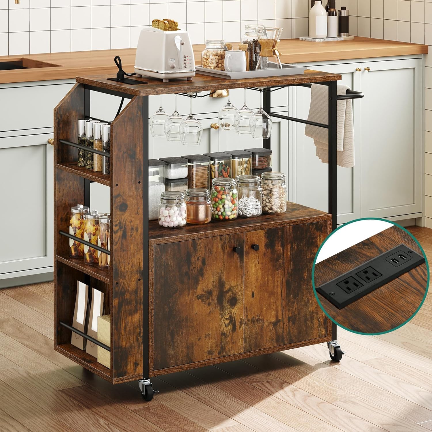 Amazon.com: YITAHOME Mobile Kitchen Island Cart with Power Outlet, 36 ...