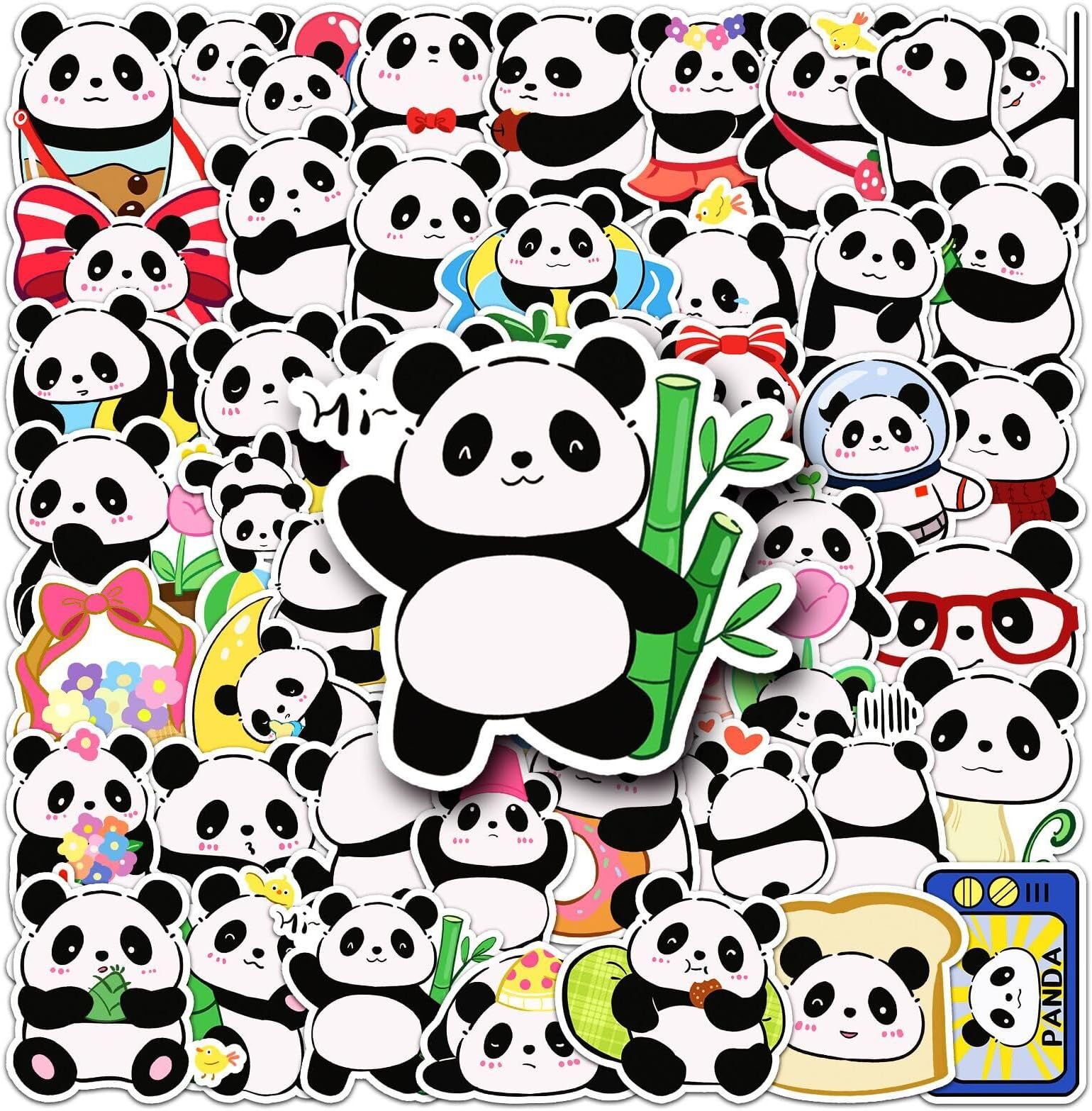 Amazon.com: Leisitator 60 PCS Panda Stickers - Waterproof Vinyl Panda ...