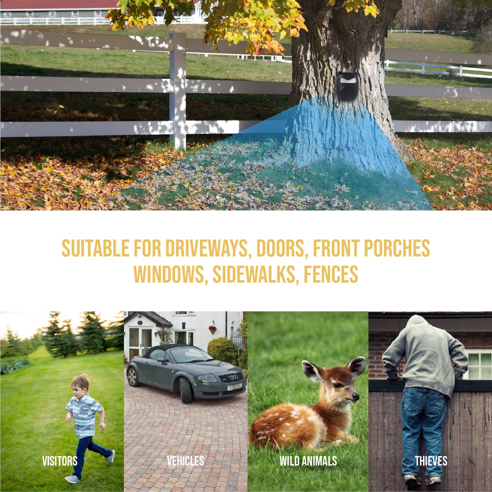 Snapklik.com : Seanme Driveway Alarm Wireless Outside Weatherproof, 328 ...