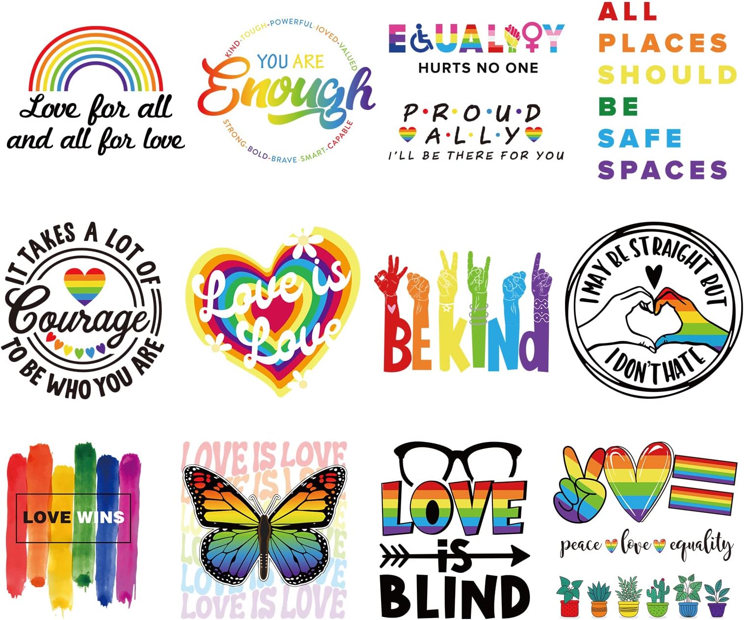 Amazon.com: Whaline 12 Sheet Gay Pride Day Heat Transfer Vinyl Stickers ...