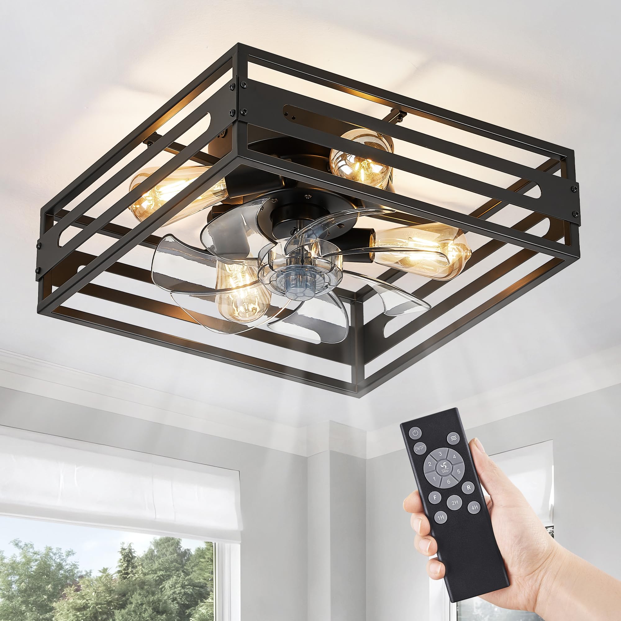 Snapklik.com : LEDIARY Caged Low Profile Ceiling Fans