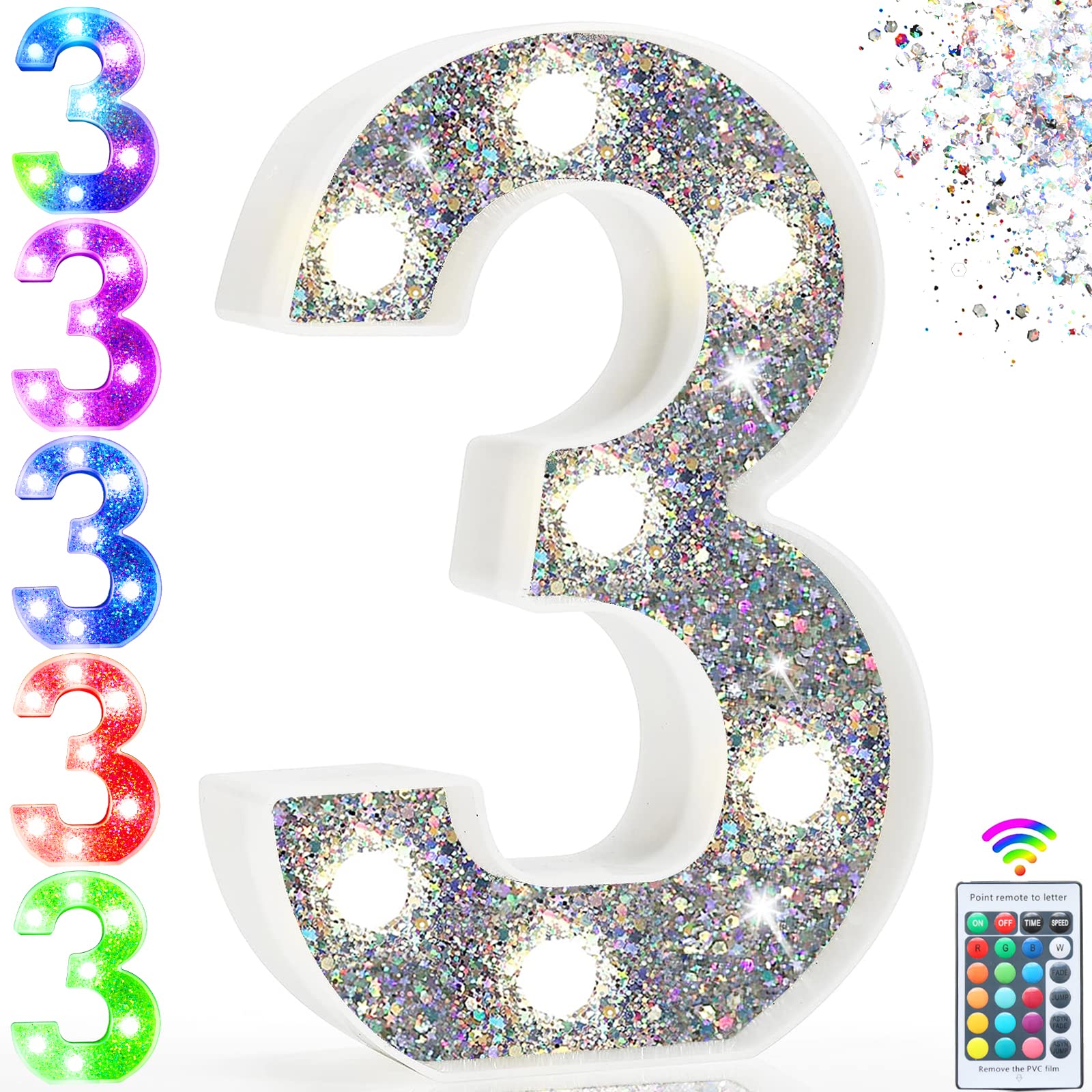 Snapklik.com : Colorful Light Up Numbers, Silver LED Marquee Numbers ...