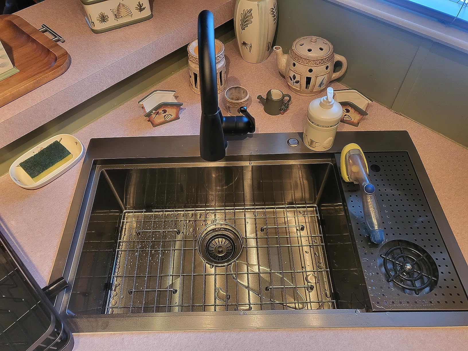 $42/mo - Finance 33 Inch Drop In Kitchen Sink with Glass Rinser ...