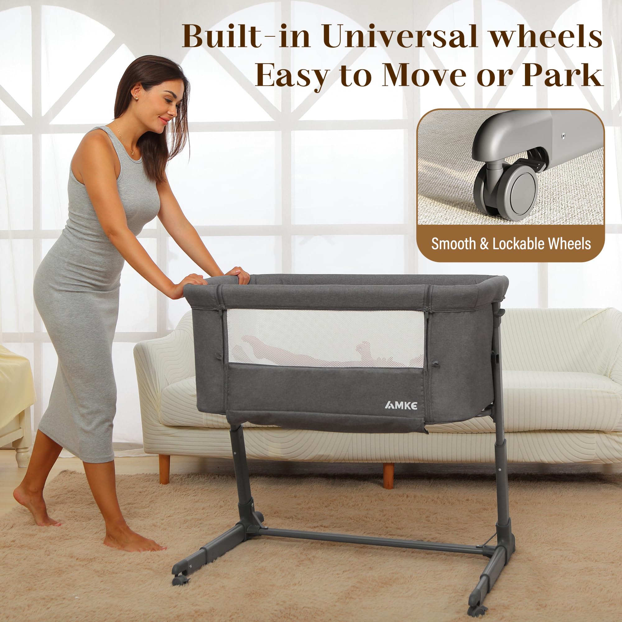 Snapklik.com : AMKE Baby Bassinets,All Mesh Bedside Sleeper,Portable ...