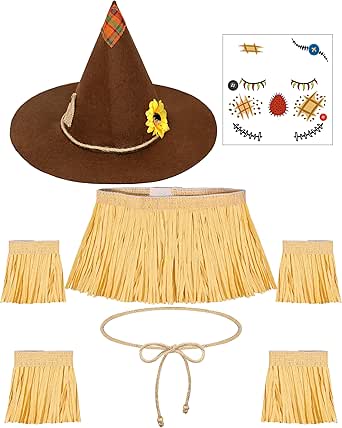 Amazon.com: Gofriipai Scarecrow Costume Adult Women, Scarecrow Hat ...
