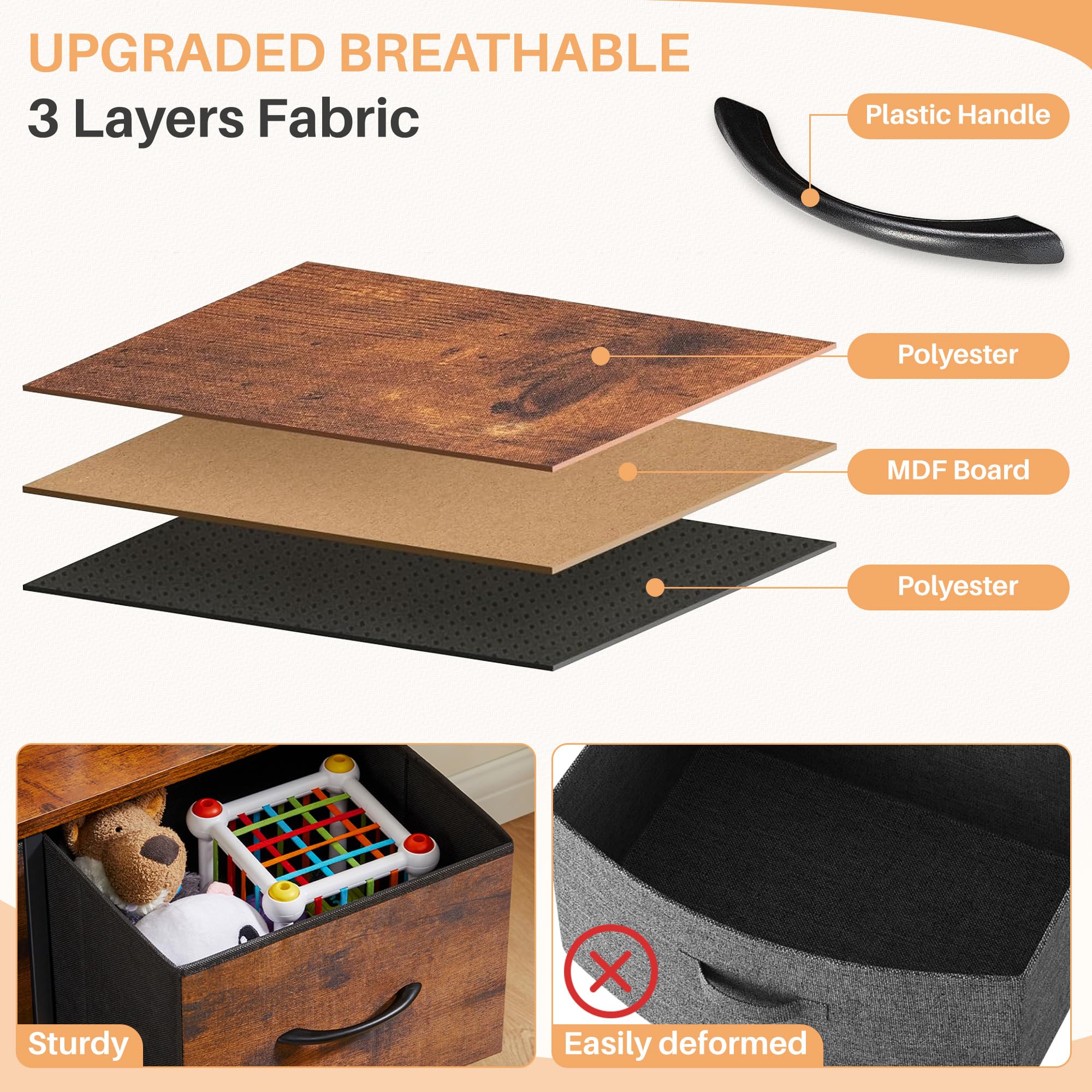 Snapklik.com : Dresser For Bedroom 5-Drawer, Anti-Tip Wide Fabric ...