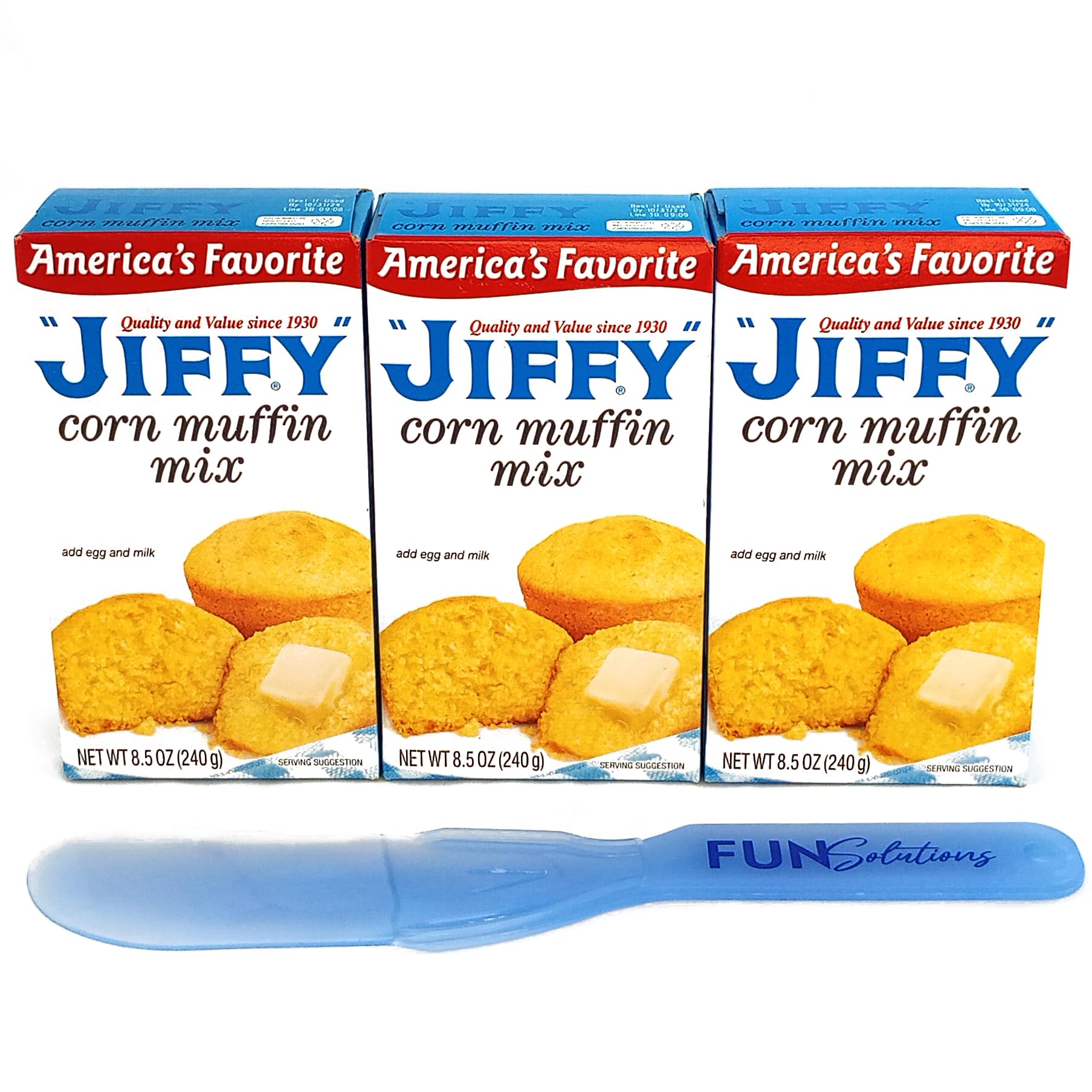 Amazon.com : Jiffy Corn Muffin Baking Mix 3 Pack (8.5oz Boxes) + Fun ...