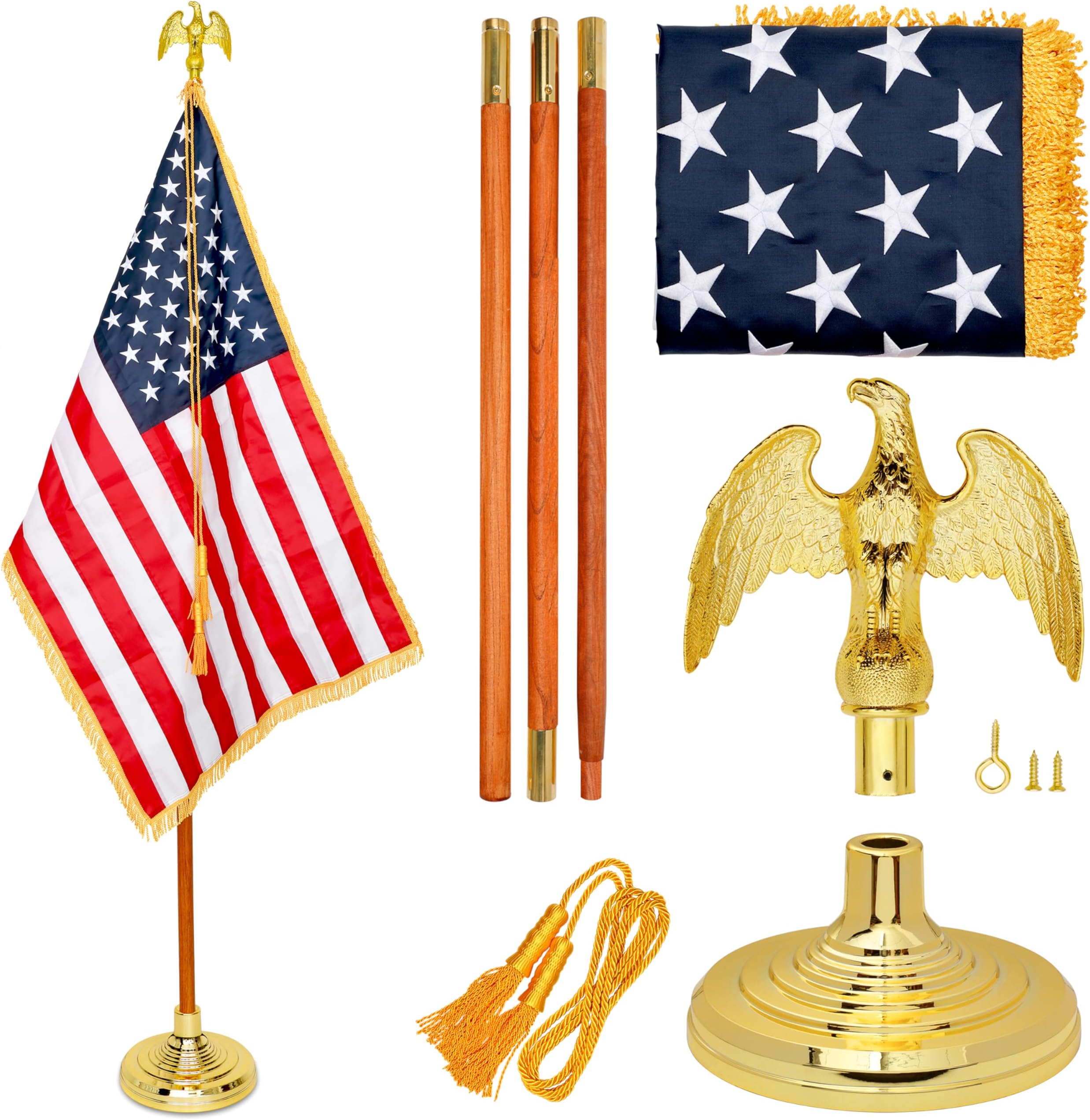 Amazon.com : 8FT Indoor Presidential Flag Pole Kit, Wooden Indoor ...