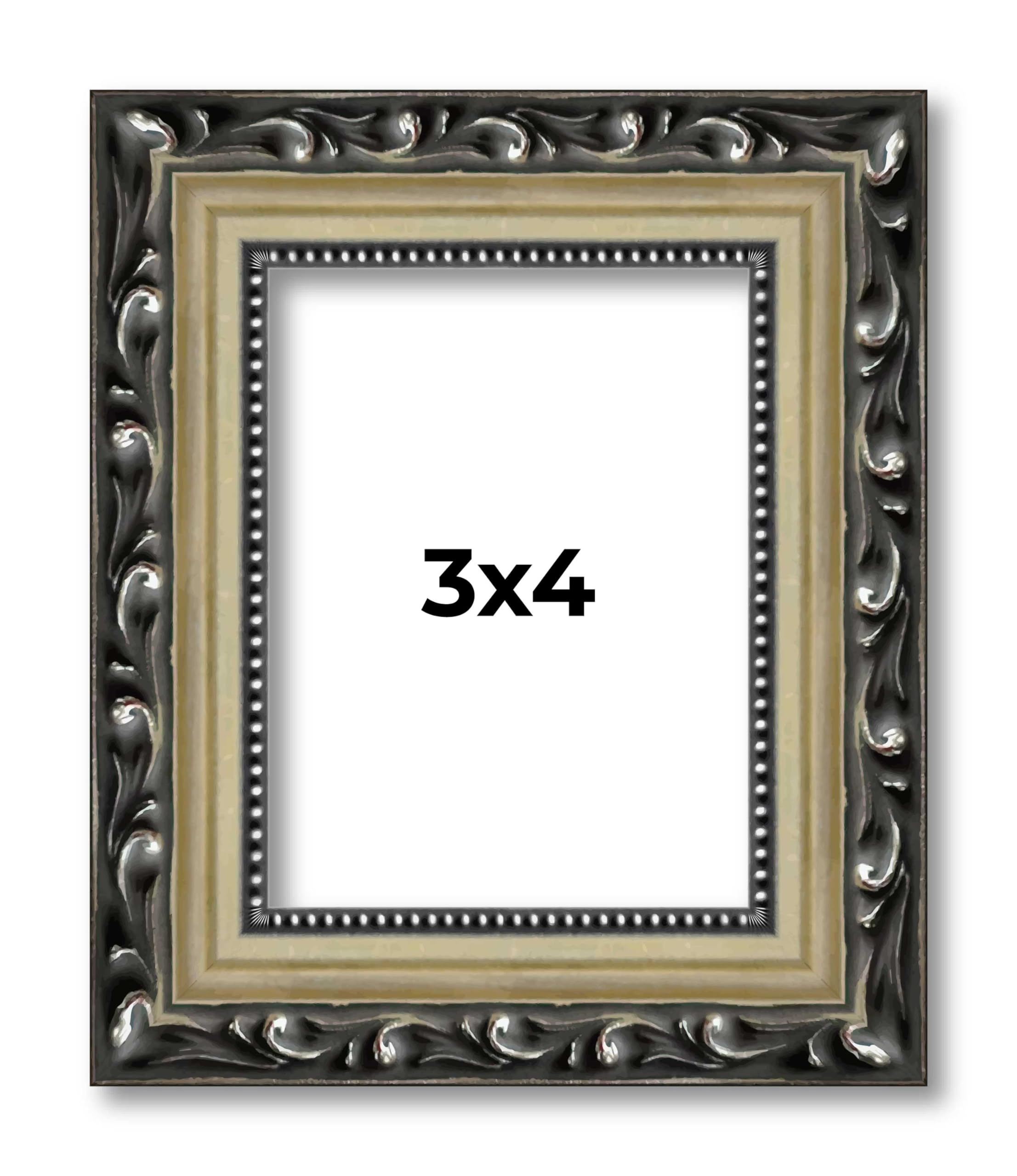 Amazon.com - Poster Palooza 3x4 Frame Silver Ornate Antique Solid ...
