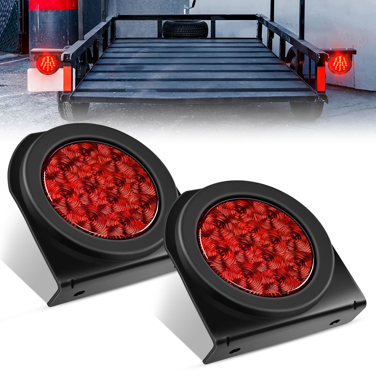 Amazon.com: GOOACC 4Inch Round Trailer Tail Light 2PCS 12LED Red Stop ...