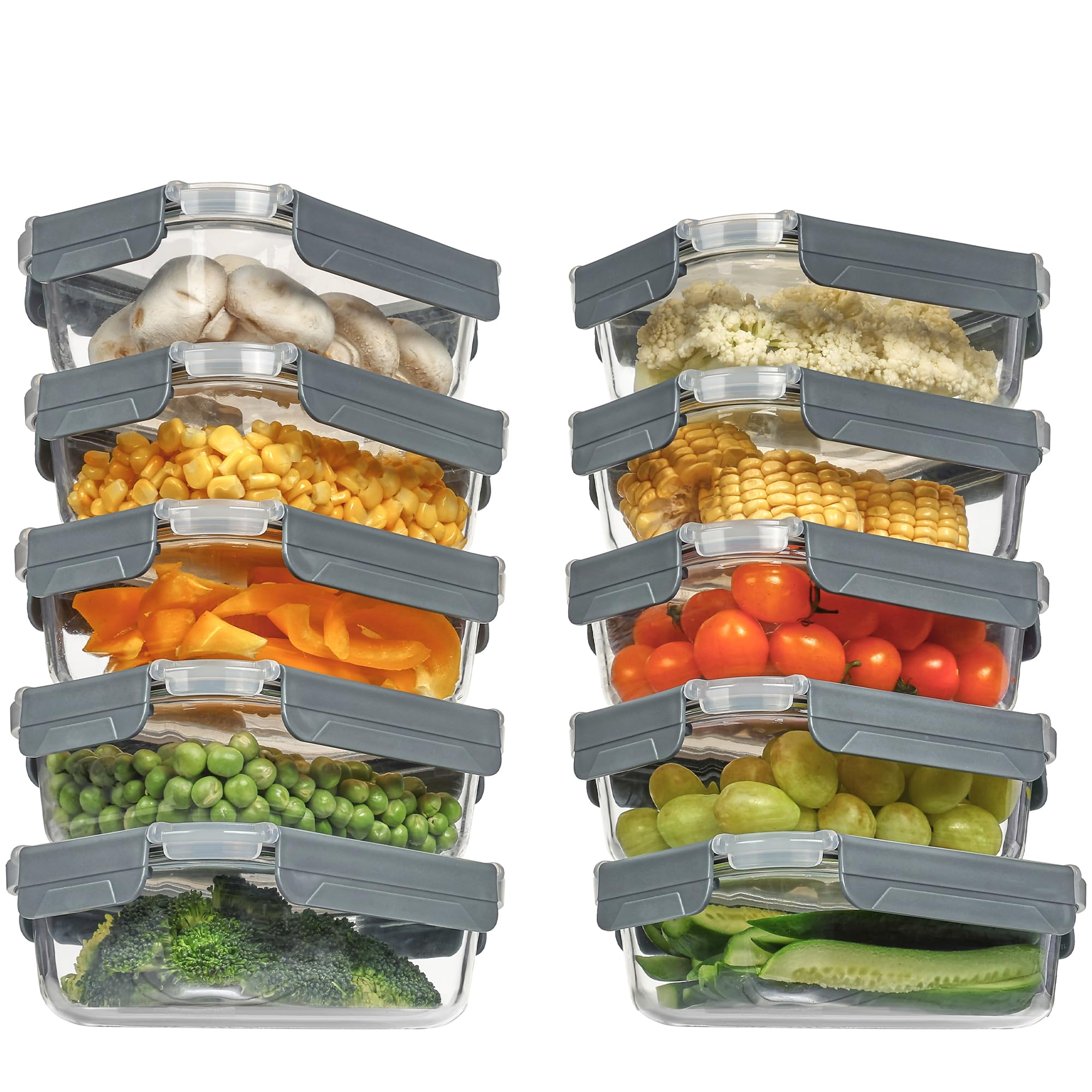 Vtopmart 10Pack 22oz Glass Food Storage Containers with Lids, Meal Prep ...