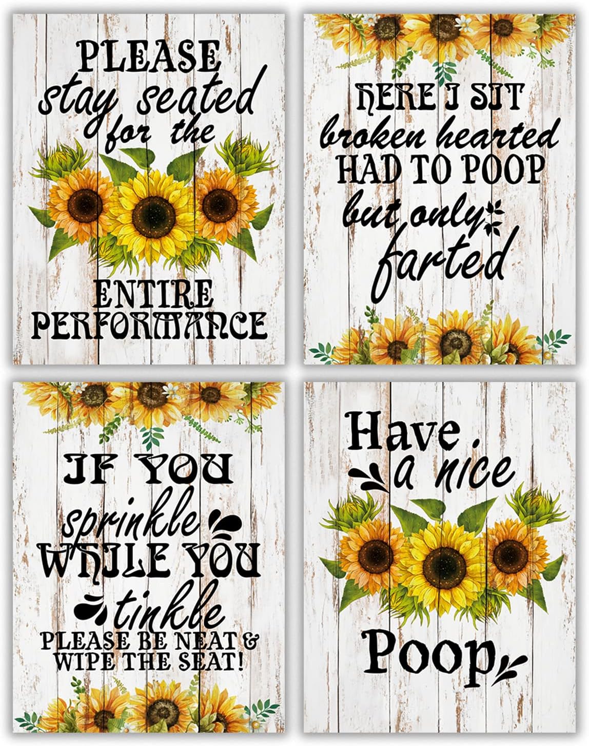 Amazon.com: Country Style Bathroom Sayings Cow Sunflower Wall Decor ...