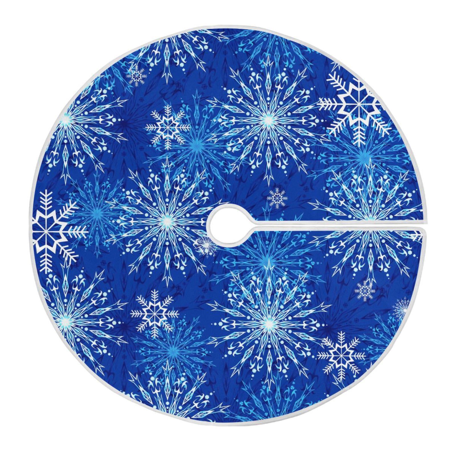 Amazon.com: Christmas Tree Skirt Blue Snowflakes Small Xmas Tree Skirts ...